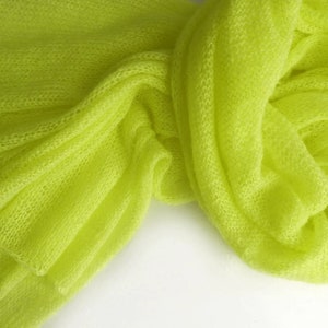 Knitted Kid-mohair Yellow Neon Scarf, Bright-yellow Wrap, Women's Lace ...