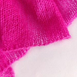 Knitted Kid-mohair Neon Pink Scarf, Bright-pink Scarf, Magenta Lace ...