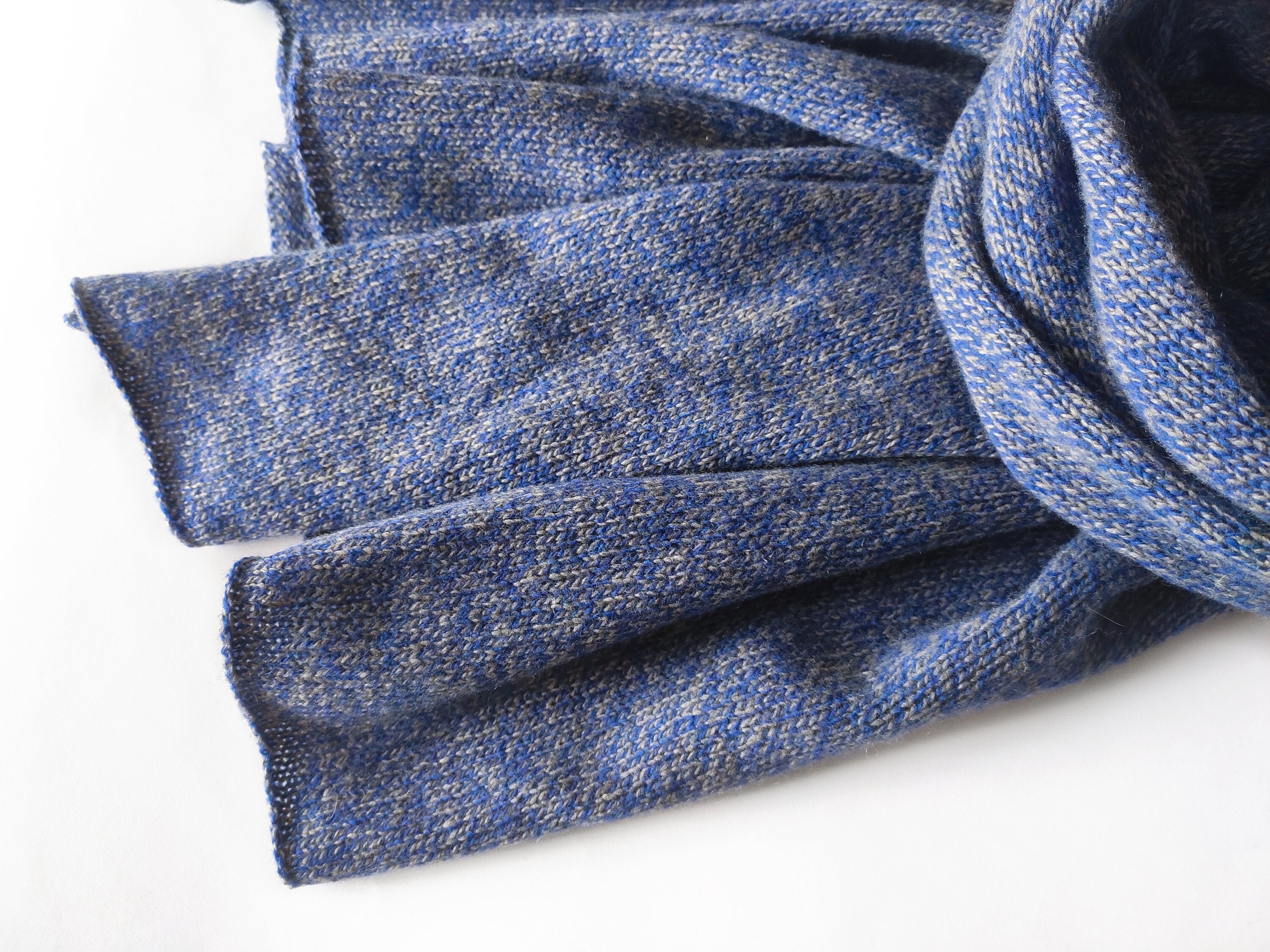 Knitted Merino Blue-grey Scarf, Light-blue Wool Scarf, Men's Scarf ...