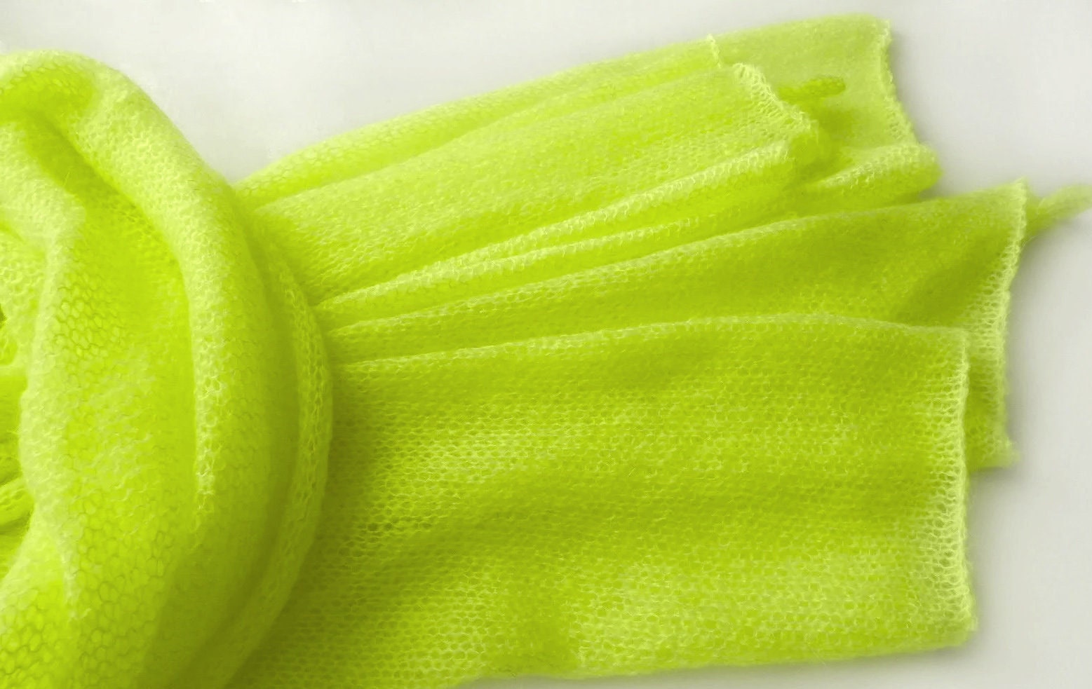 Knitted Kid-mohair Yellow Neon Scarf, Bright-yellow Wrap, Women's Lace ...
