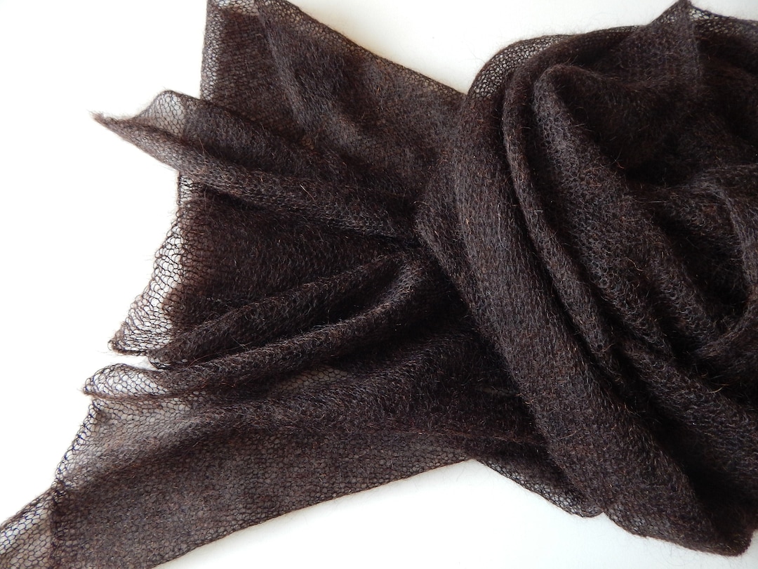 Knitted Kid-mohair Chocolate Scarf Dark-brown Wool Scarf - Etsy