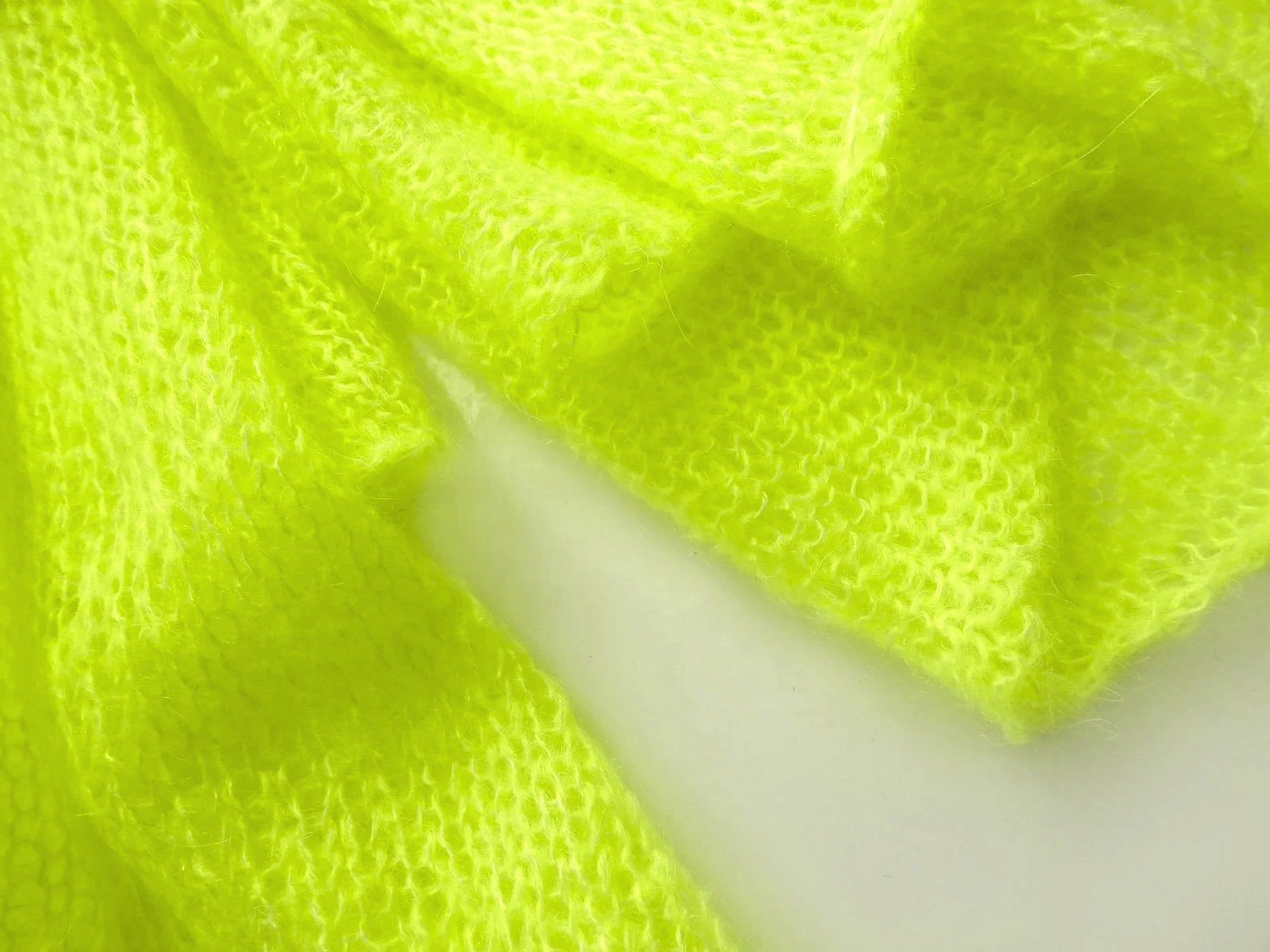 Knitted Kid-mohair Yellow Neon Scarf, Bright-yellow Wrap, Women's Lace ...