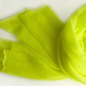 Knitted Kid-mohair Yellow Neon Scarf, Bright-yellow Wrap, Women's Lace ...