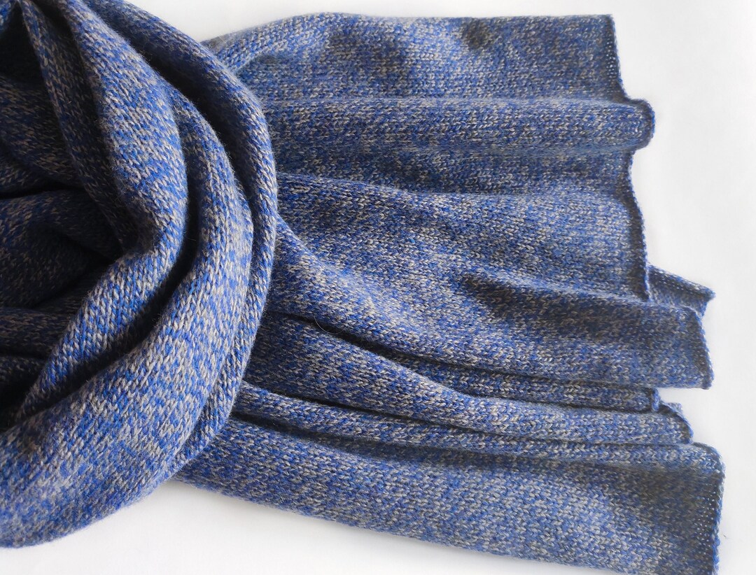 Knitted Merino Blue-grey Scarf, Light-blue Wool Scarf, Men's Scarf ...