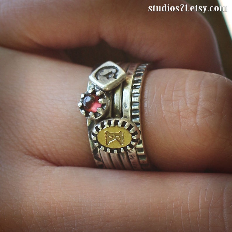 Stacking Ring Initial Ring Thin Silver Ring Name Ring Word - Etsy