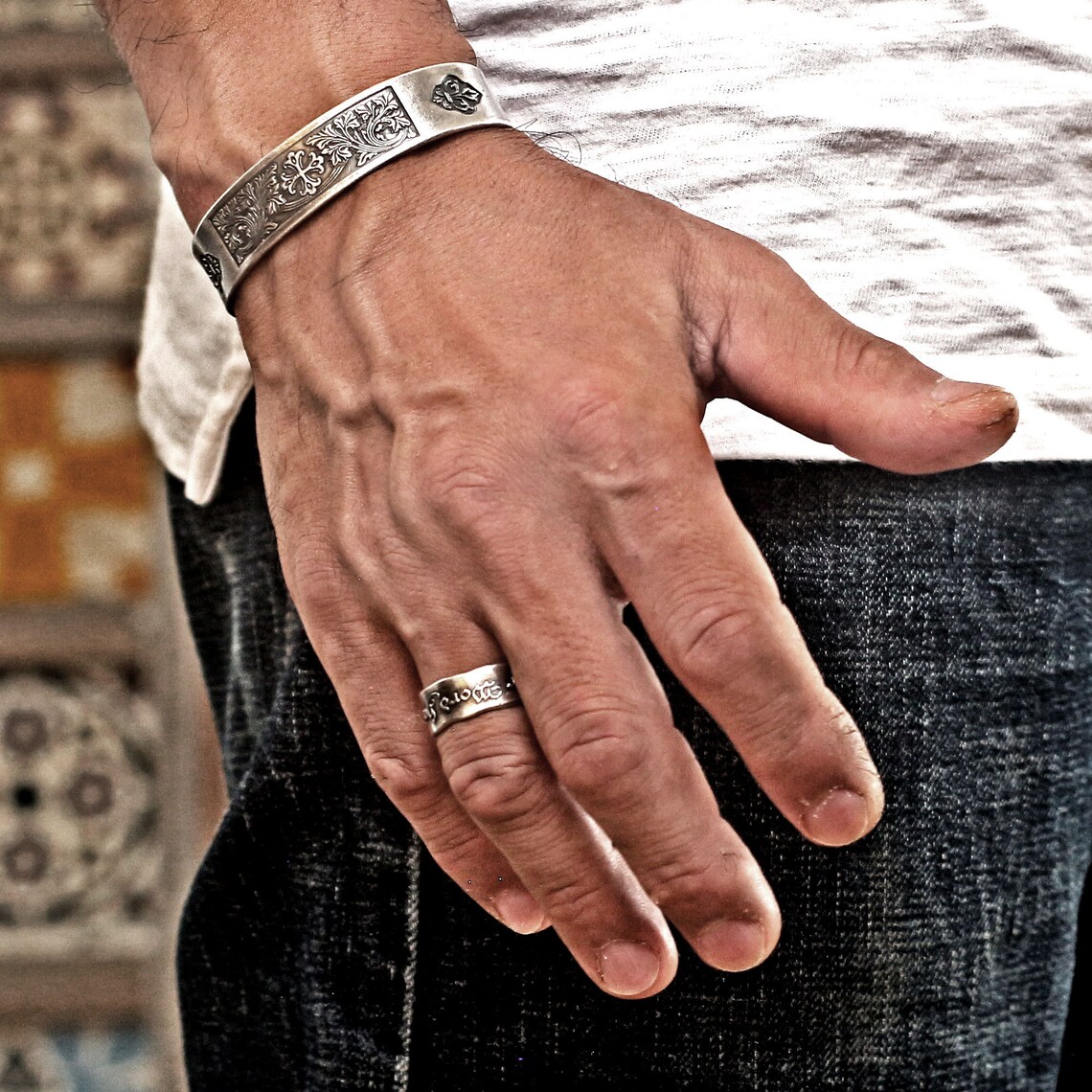 Word Ring Initial Ring Name Ring Mens Ring Vintage Ring - Etsy