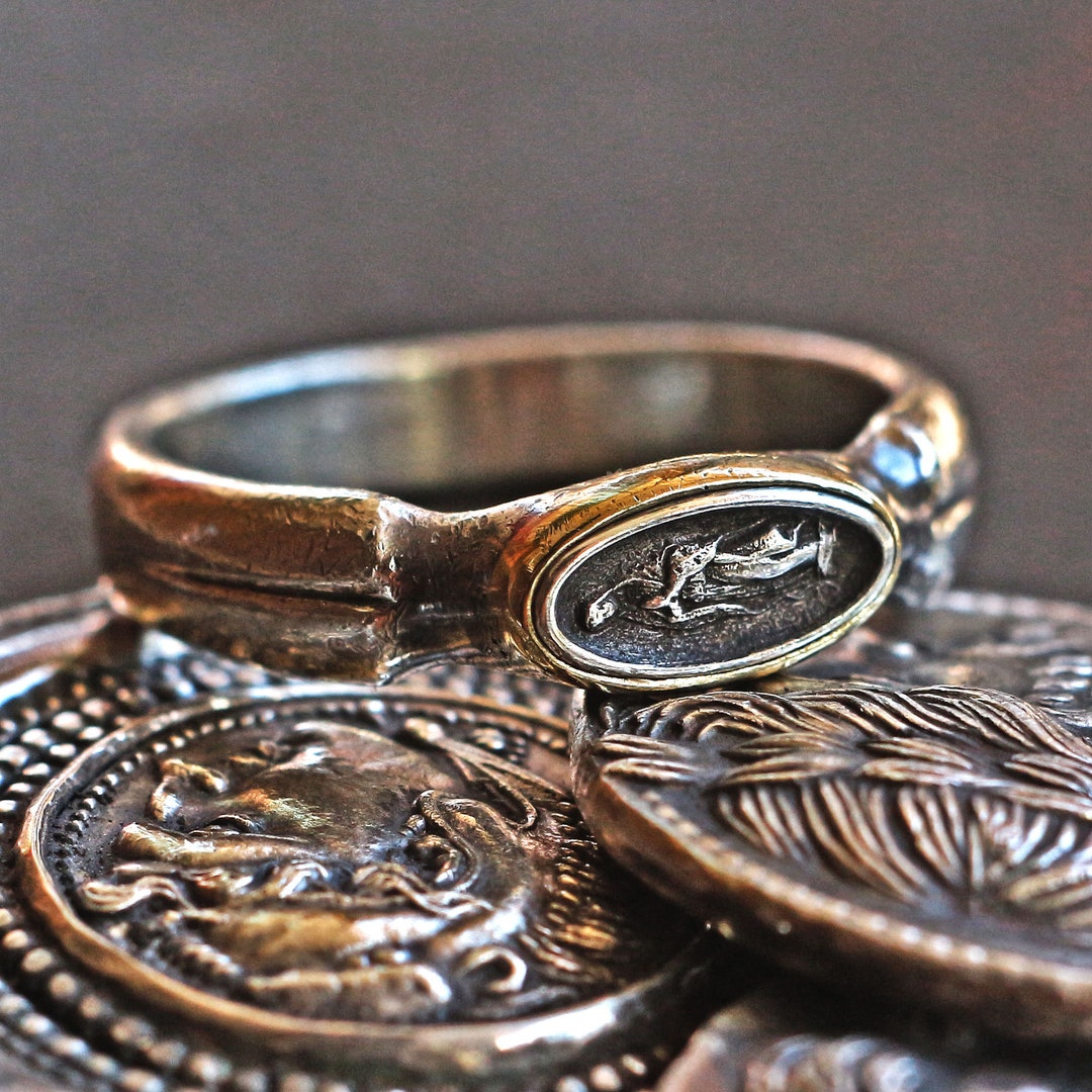 Vintage Ring, Rustic Ring, Carved Ring, Saint Ring, Signet Ring, Charm ...