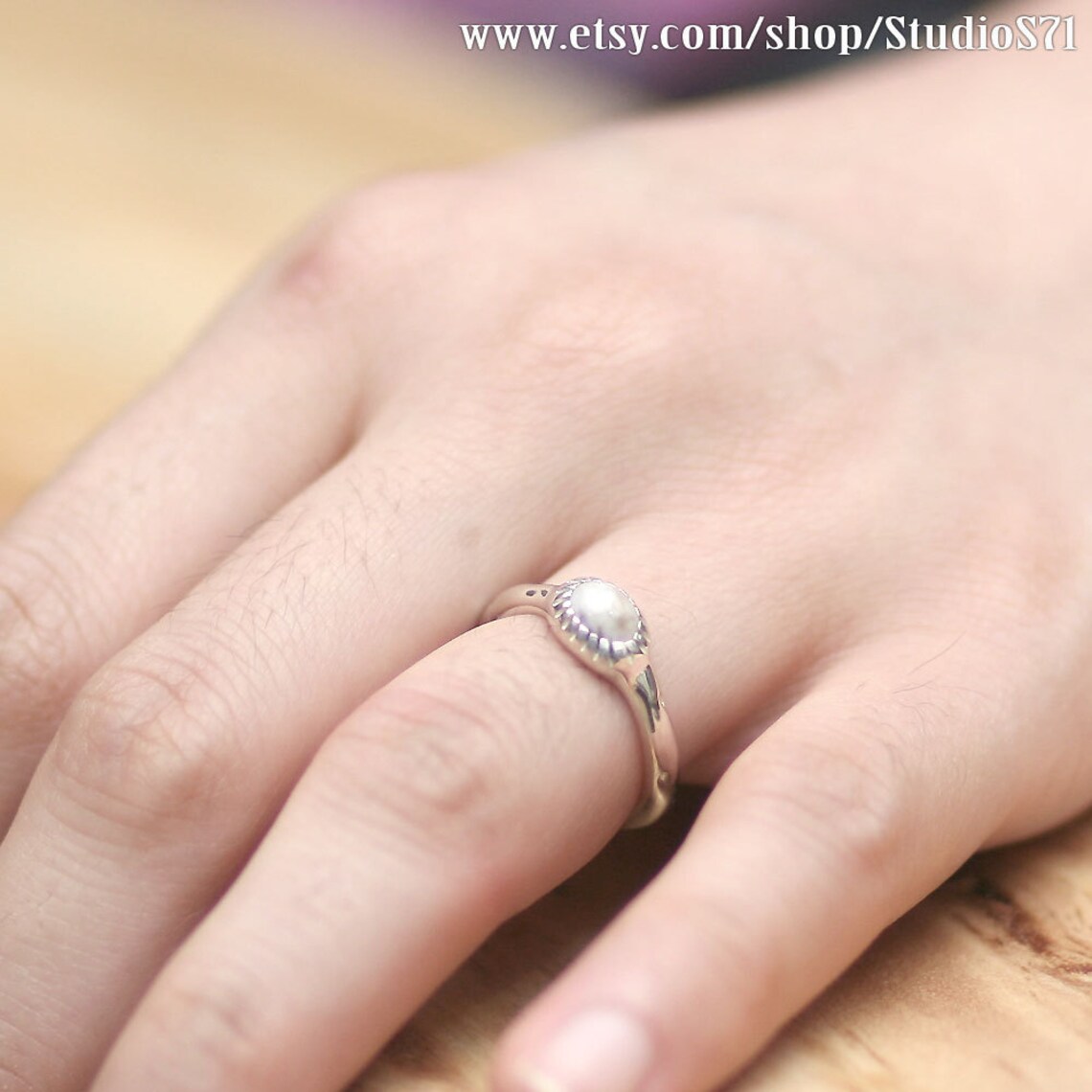 Howlite Ring Stone Ring Simple Ring Birth Stone Silver - Etsy