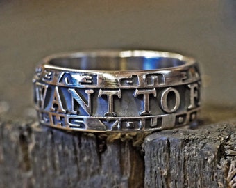 Word Ring, Initial Ring, Name Ring, Mens Ring, Vintage Ring, Silver ...