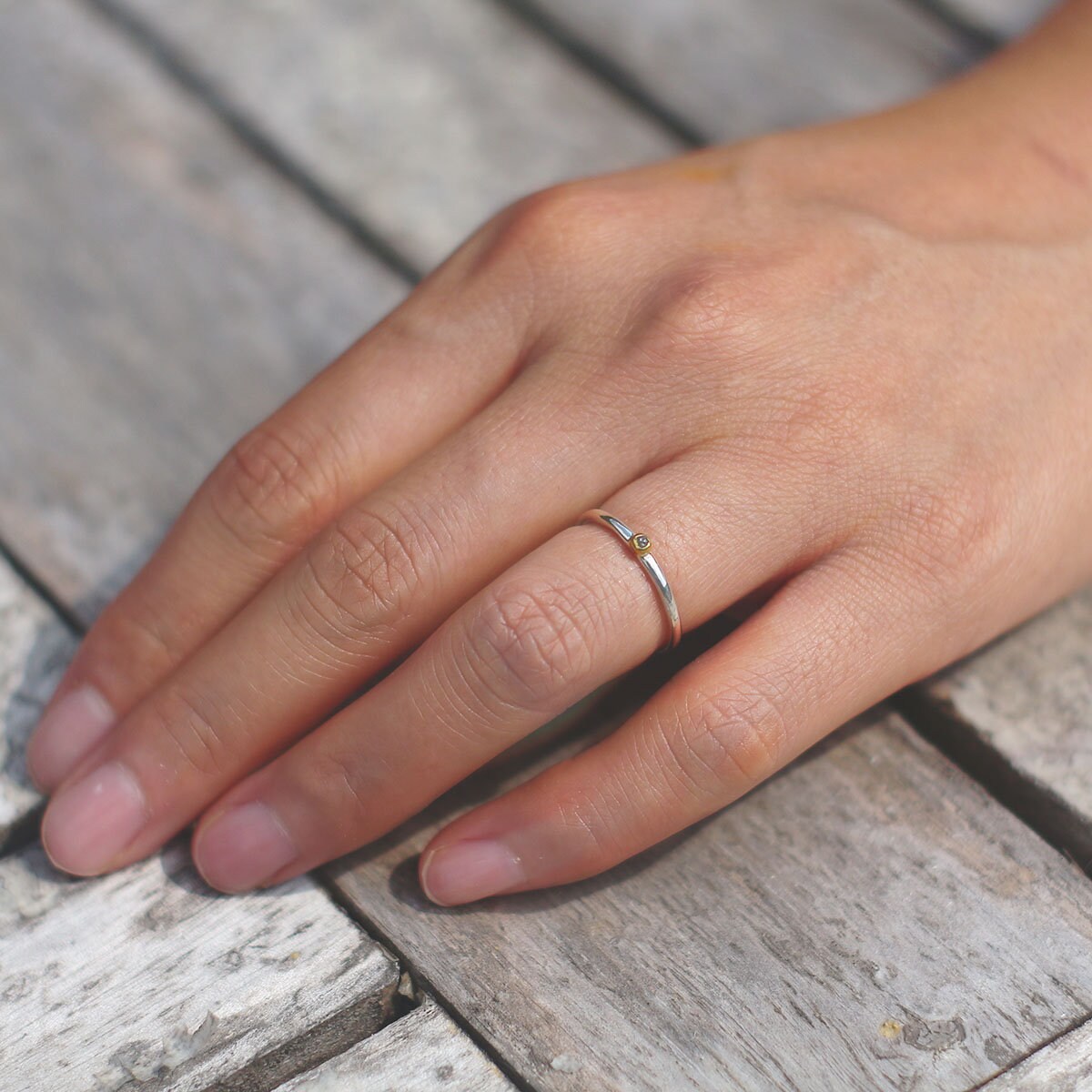 Diamond Ring Thin Silver Ring Love Ring Cute Ring - Etsy