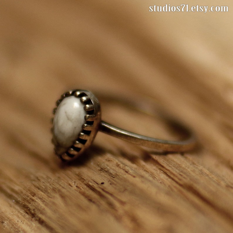 Howlite Ring Stacking Ring Cute Ring Stone Ring Birth - Etsy