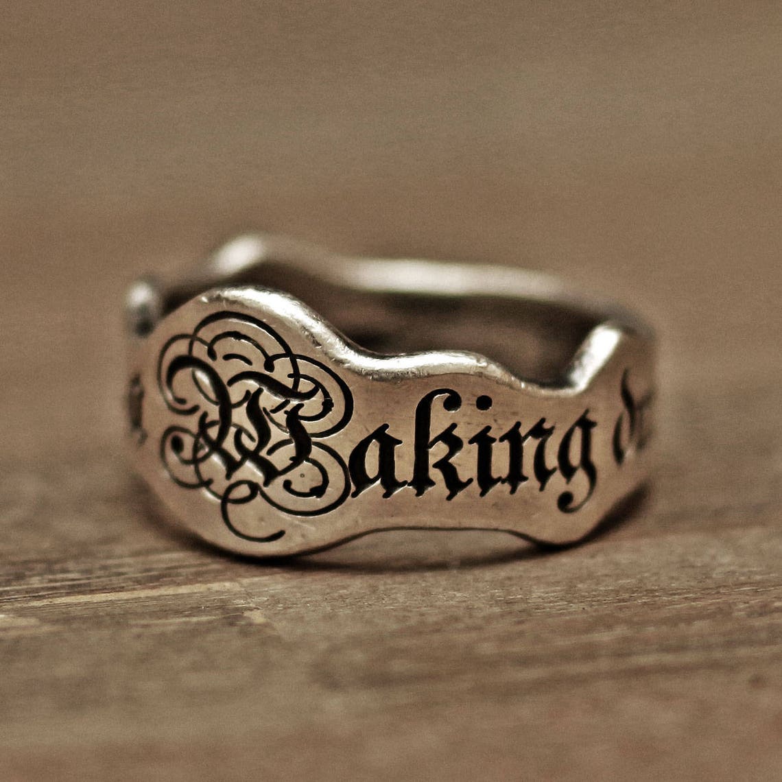 Word Ring Initial Ring Name Ring Mens Ring Vintage Ring - Etsy