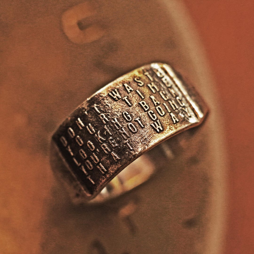 Embossed Word Silver Ring, Quote Ring - Etsy