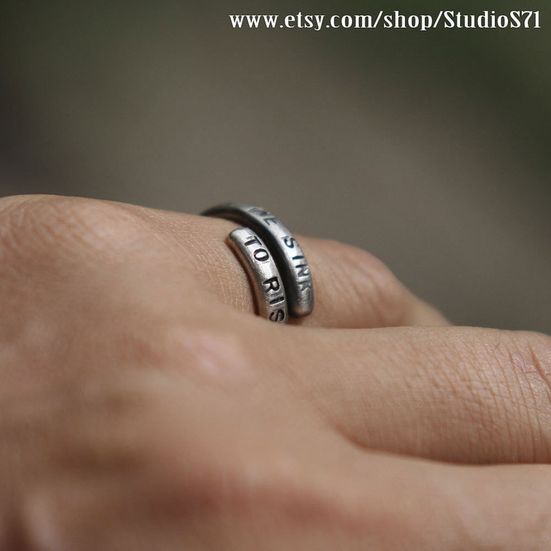 Word Ring Hand Stamped Personalized Ringlove Ring Silver Etsy