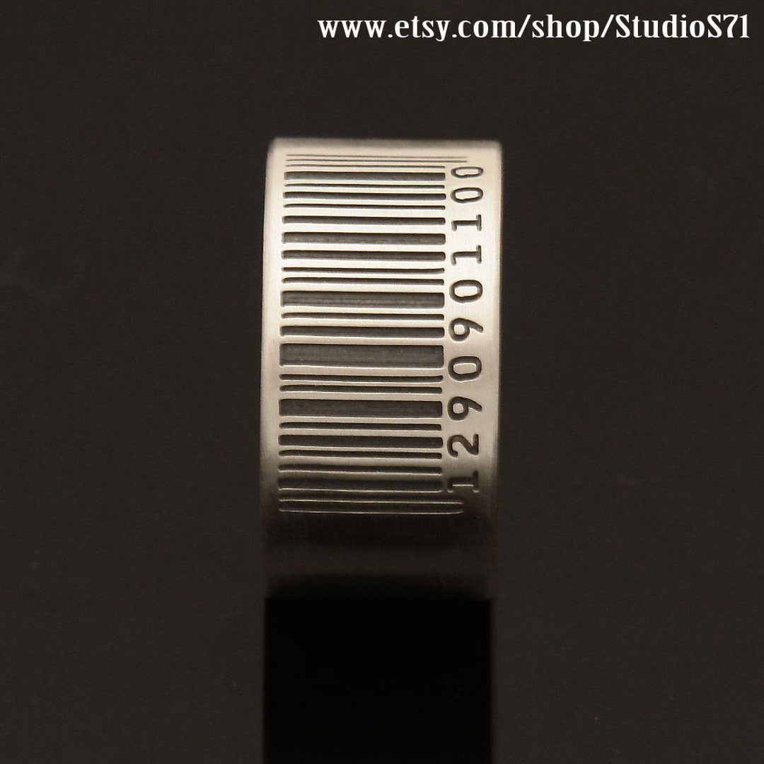 Personalized Engraved Barcode Ring - Oxidized Sterling Silver - Etsy