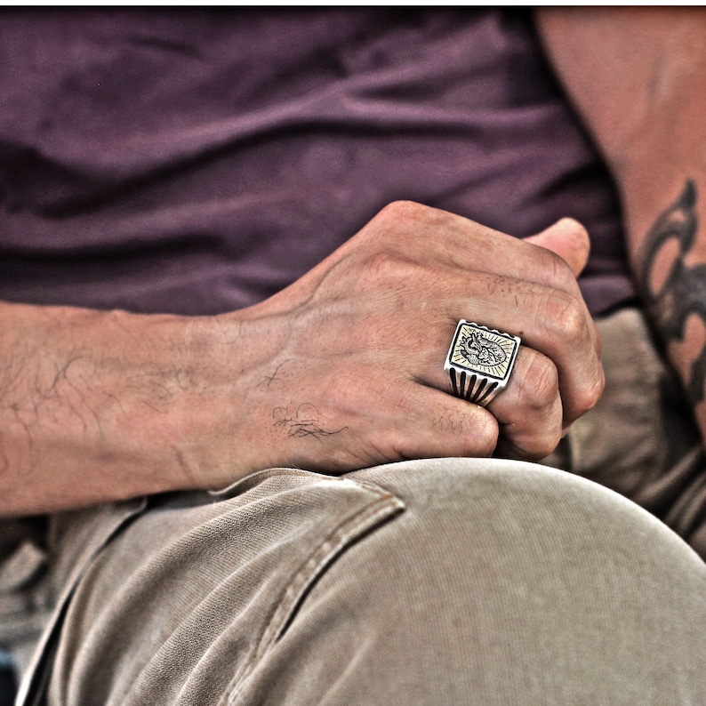 Vintage Ring Medieval Ring Carved Ring Manly Ring Mans - Etsy