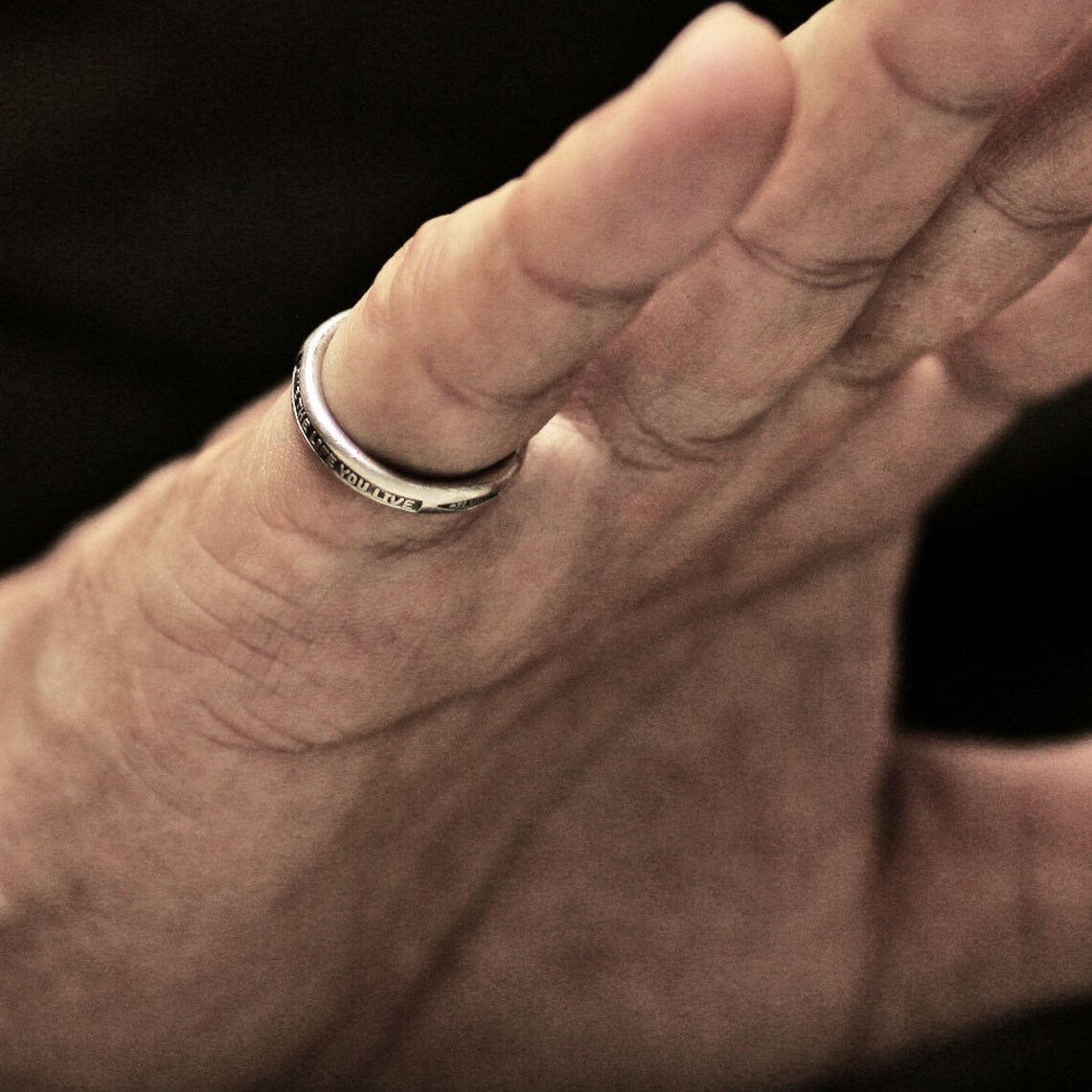 Word Ring Hand Stamped Ring Silver Ring Message Ring - Etsy
