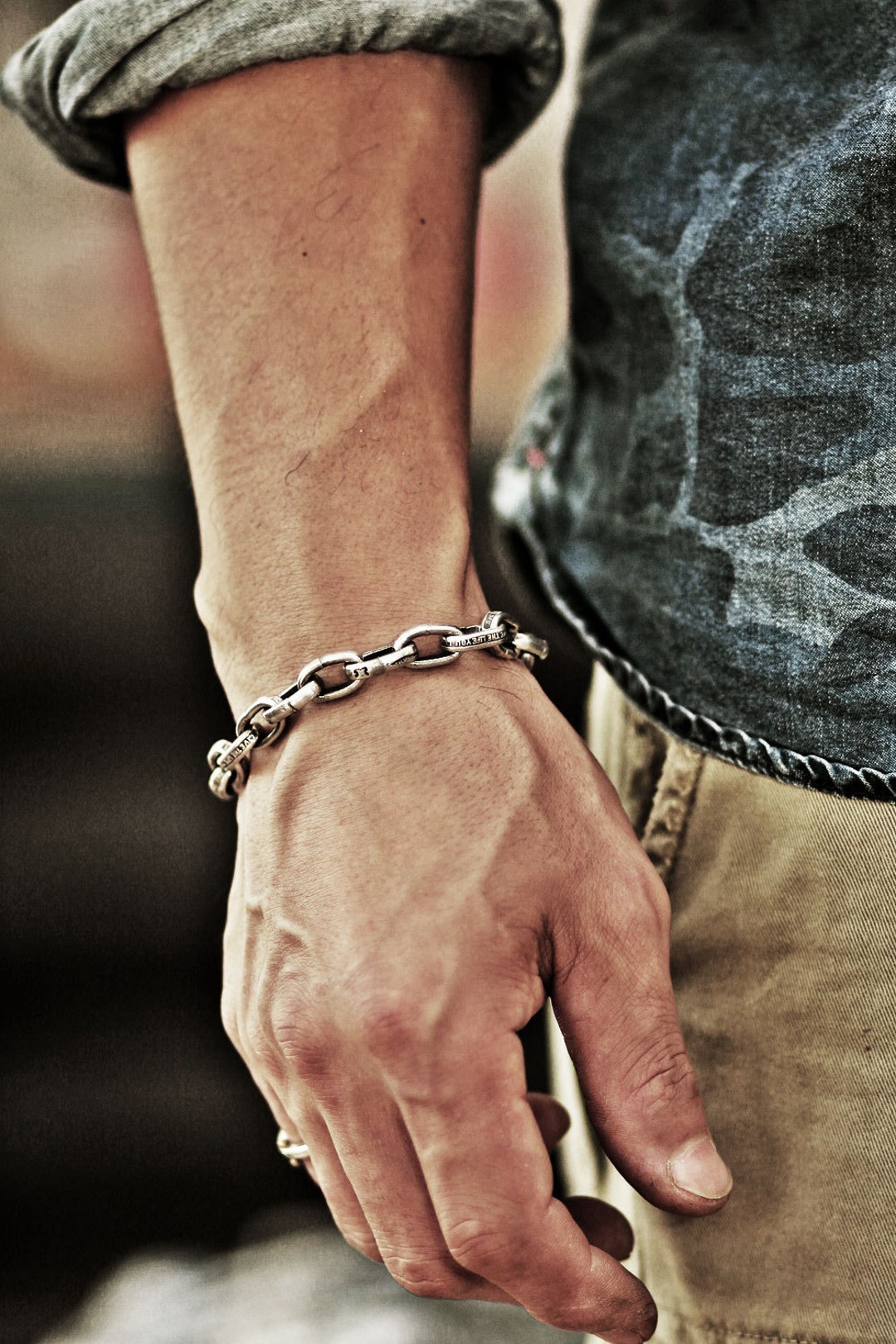 Oxidized Sterling Silver Quote Bracelet: Memento Mori, Rustic Chain - Etsy