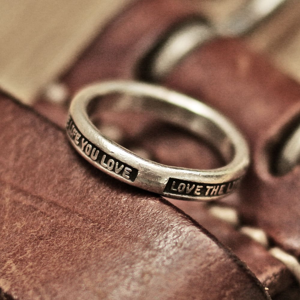 Word Ring Hand Stamped Ring Silver Ring Message Ring - Etsy