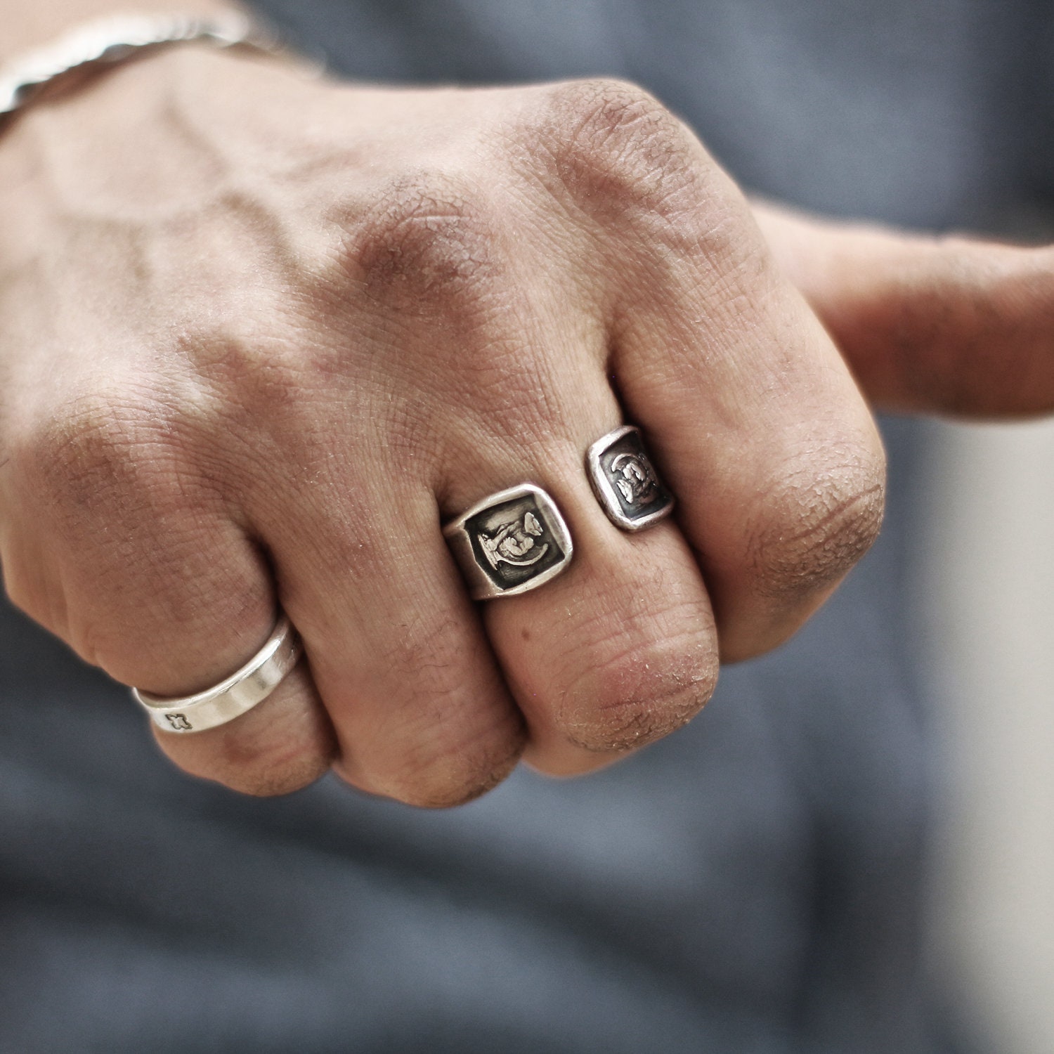 Gargoyle Ring Vintage Ring Rustic Ring Carved Ring Menly | Etsy