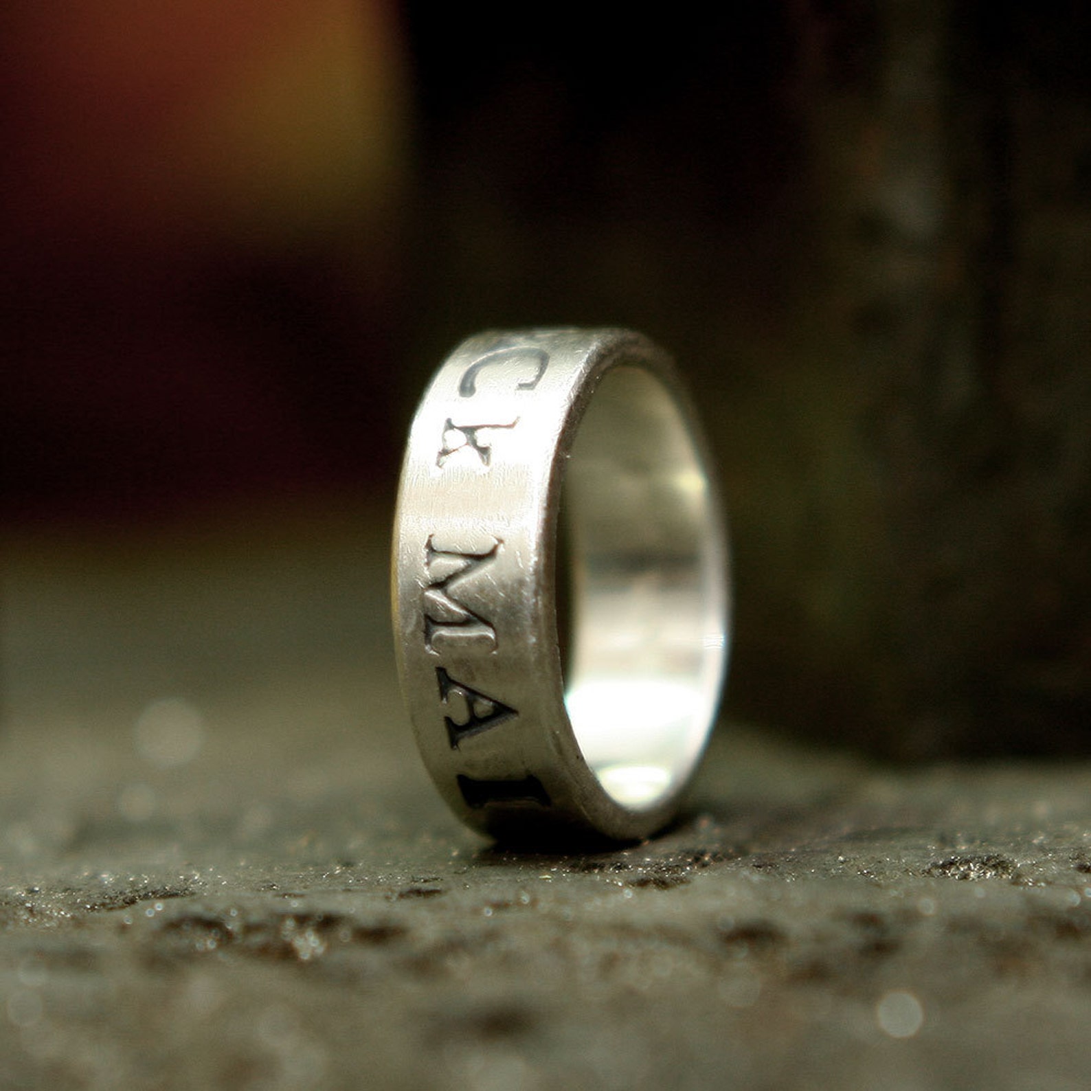 Word Ring Hand Stamped Personalized Ring Love Ring Quote - Etsy