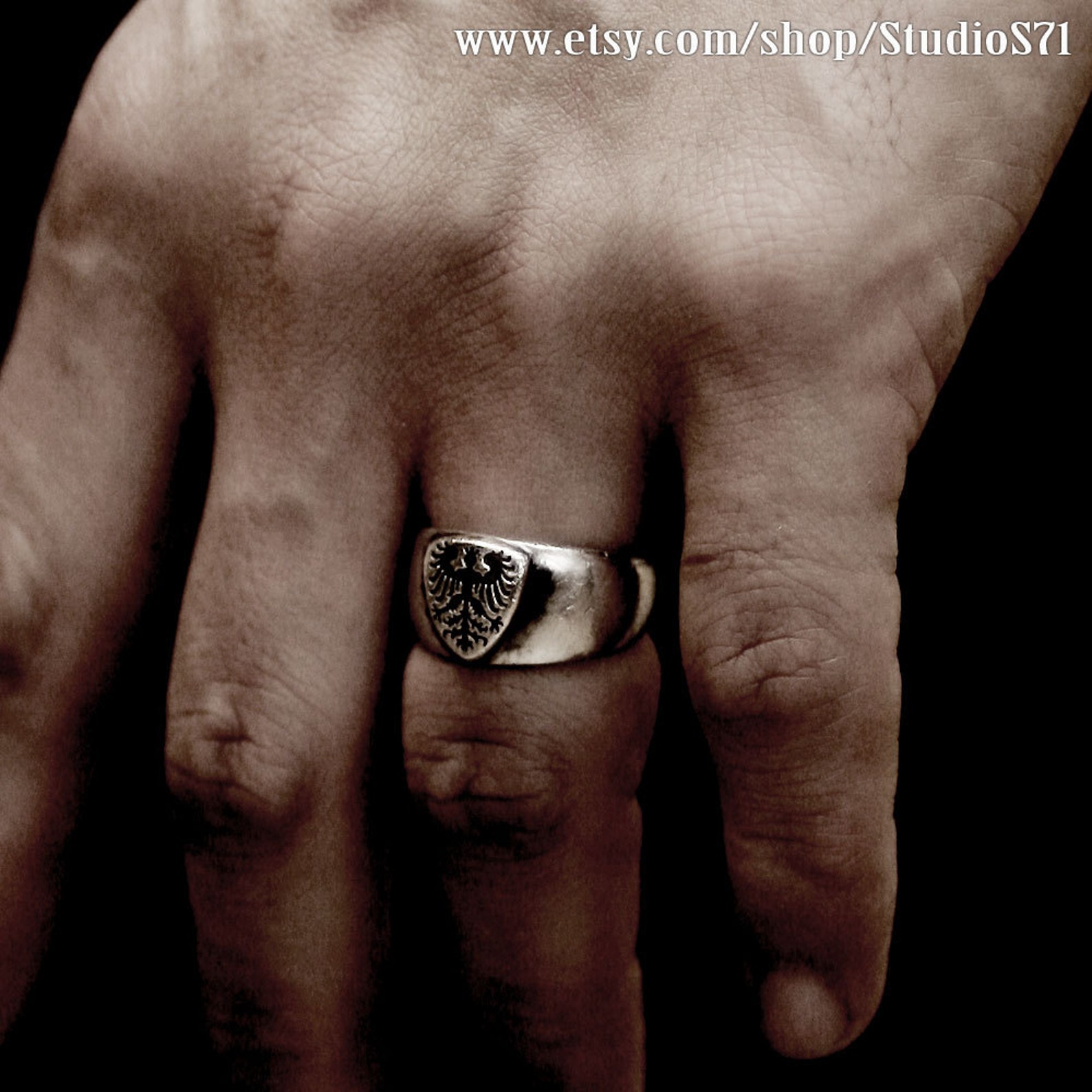 Shield Ring Rustic Ring Silver Ring Vintage Ring Insignia - Etsy