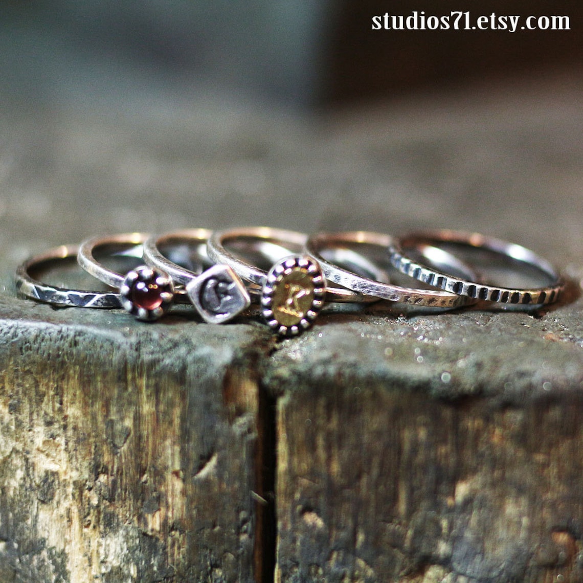 Stacking Ring Initial Ring Thin Silver Ring Name Ring Word - Etsy