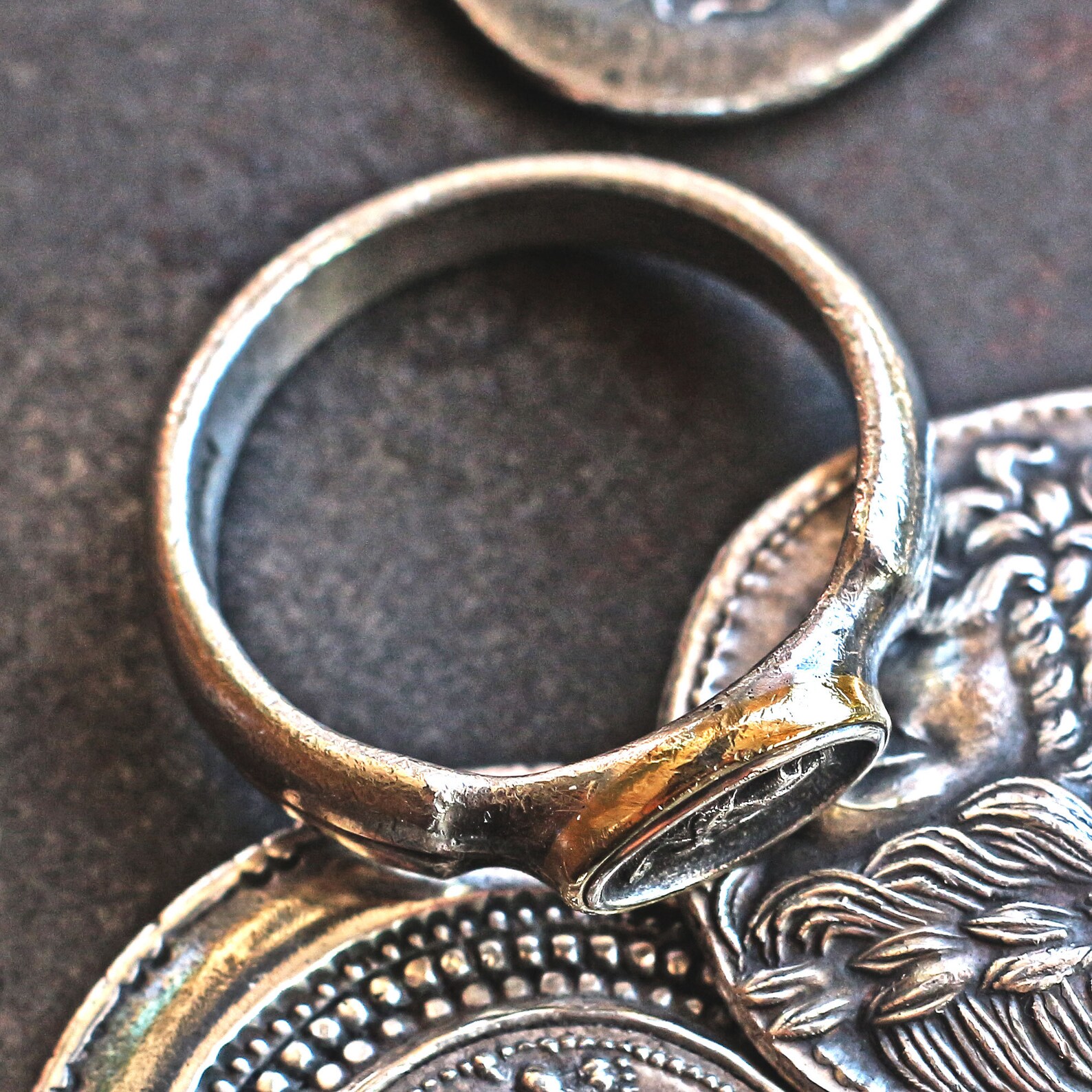 Vintage Ring Rustic Ring Carved Ring Saint Ring Signet - Etsy