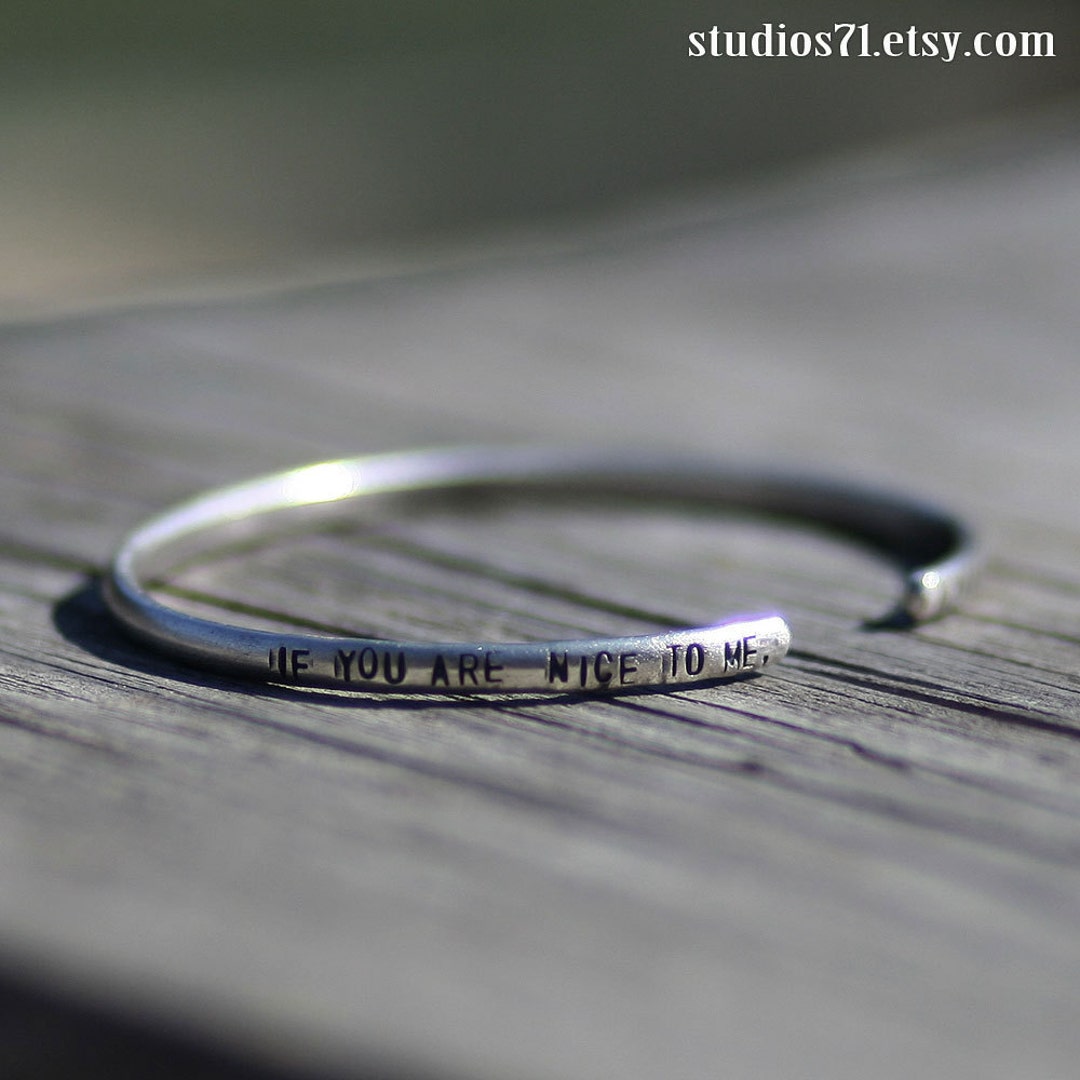 Personalized Sterling Silver Word Bracelet: Hand Stamped Message, Quote ...