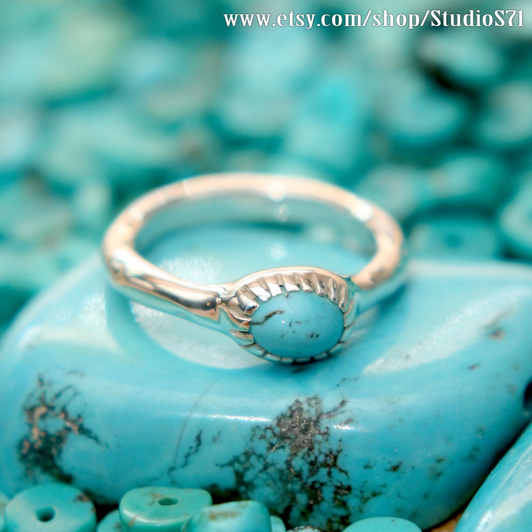 Turquoise Ring, Stone Ring, Simple Ring, Birth Stone, Silver Ring ...
