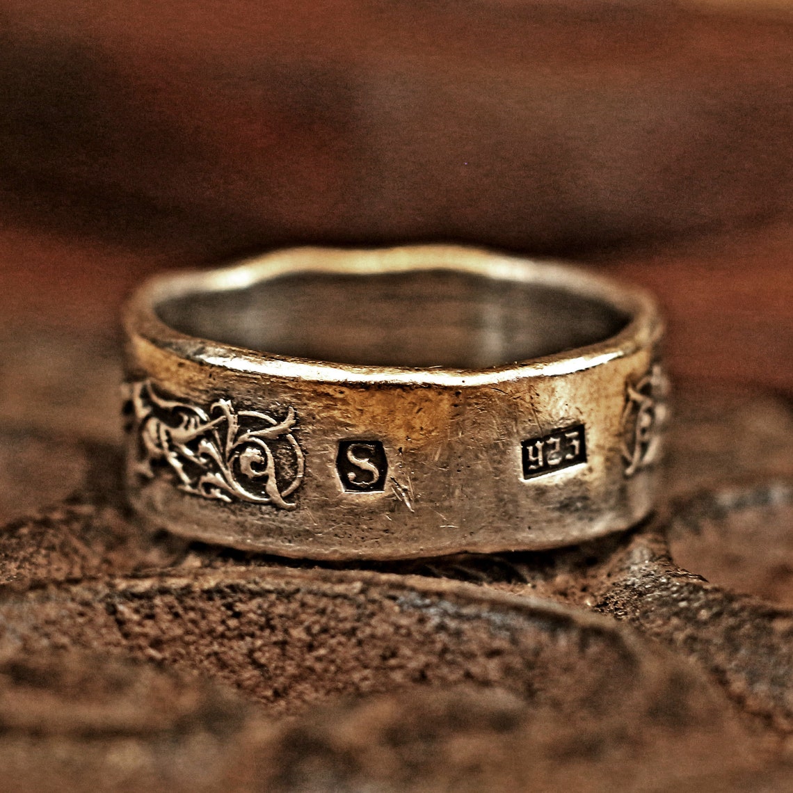 Word Ring Initial Ring Name Ring Mens Ring Vintage Ring - Etsy
