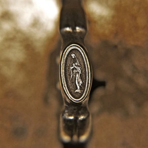 Vintage Ring, Rustic Ring, Carved Ring, Saint Ring, Signet Ring, Charm ...