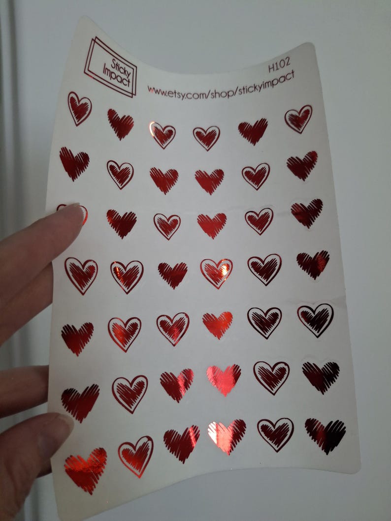 Clear Matte Doodle Outline Heart Foil Stickers: Planner, Journal, Cards ...