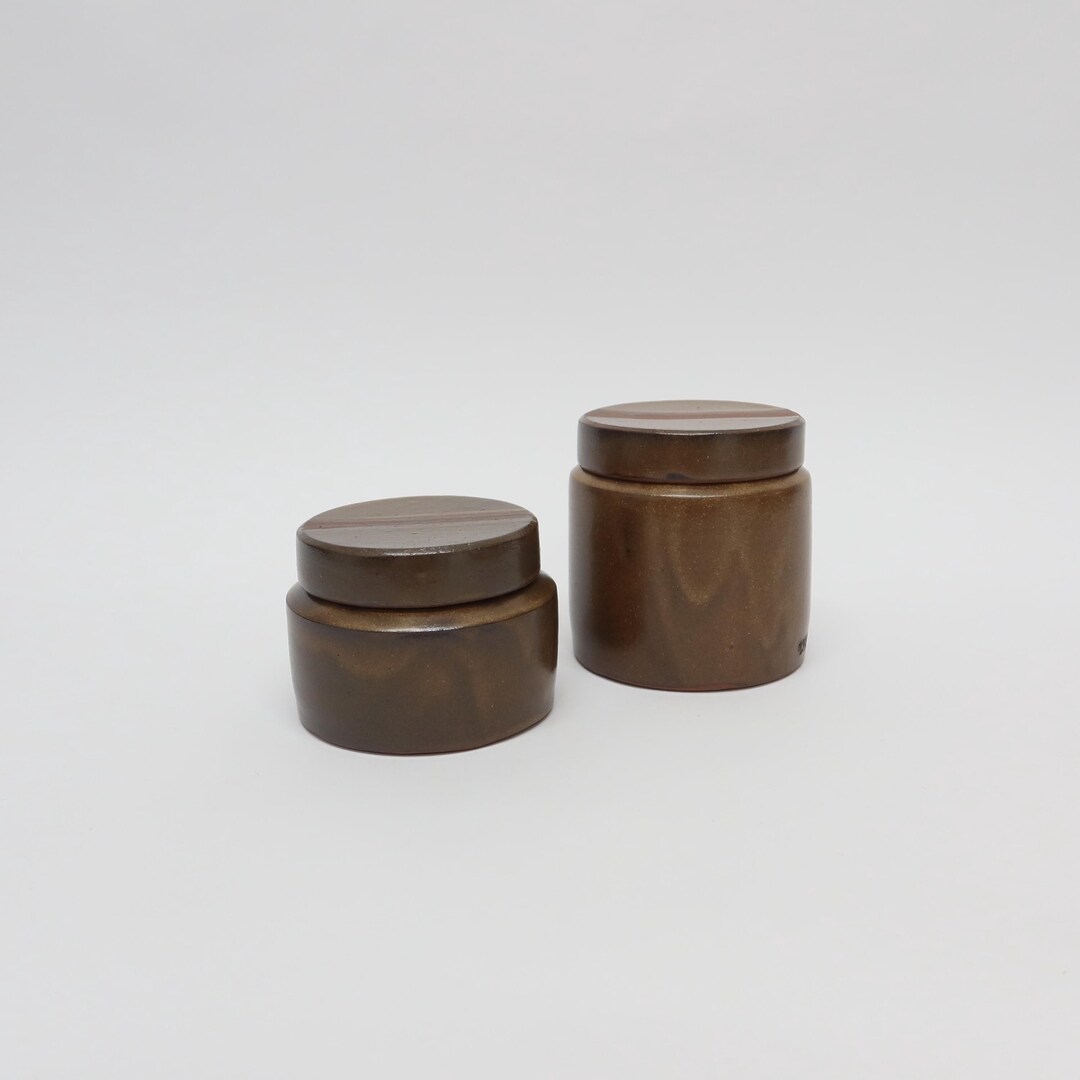 Korean Onggi Earthenware Flat Jar With Lid, 2 Sizes - Etsy