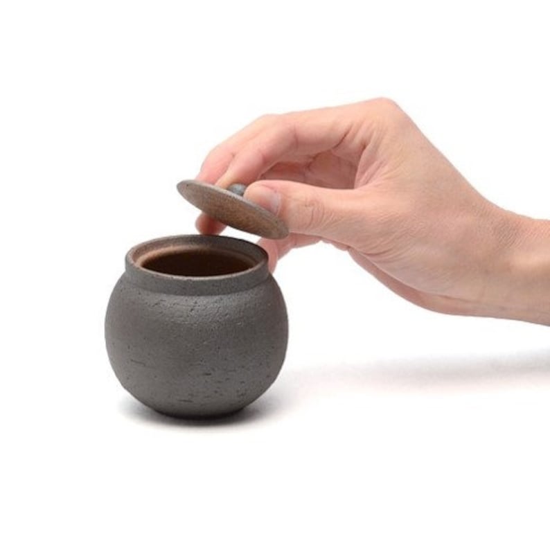 Japanese Shigaraki Ceramic Salt Jar Black - Etsy