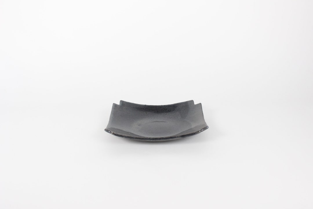 Japanese Black Mino-yaki Ceramic Square Plate - Etsy