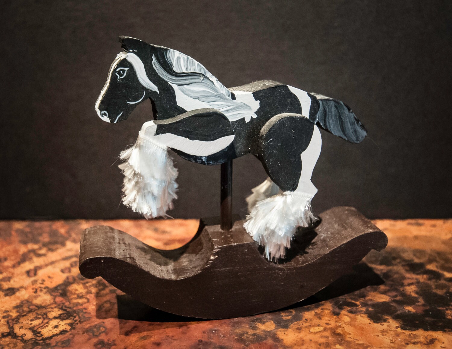 Handmade Wooden Gypsy Rocking Horse Brown Base