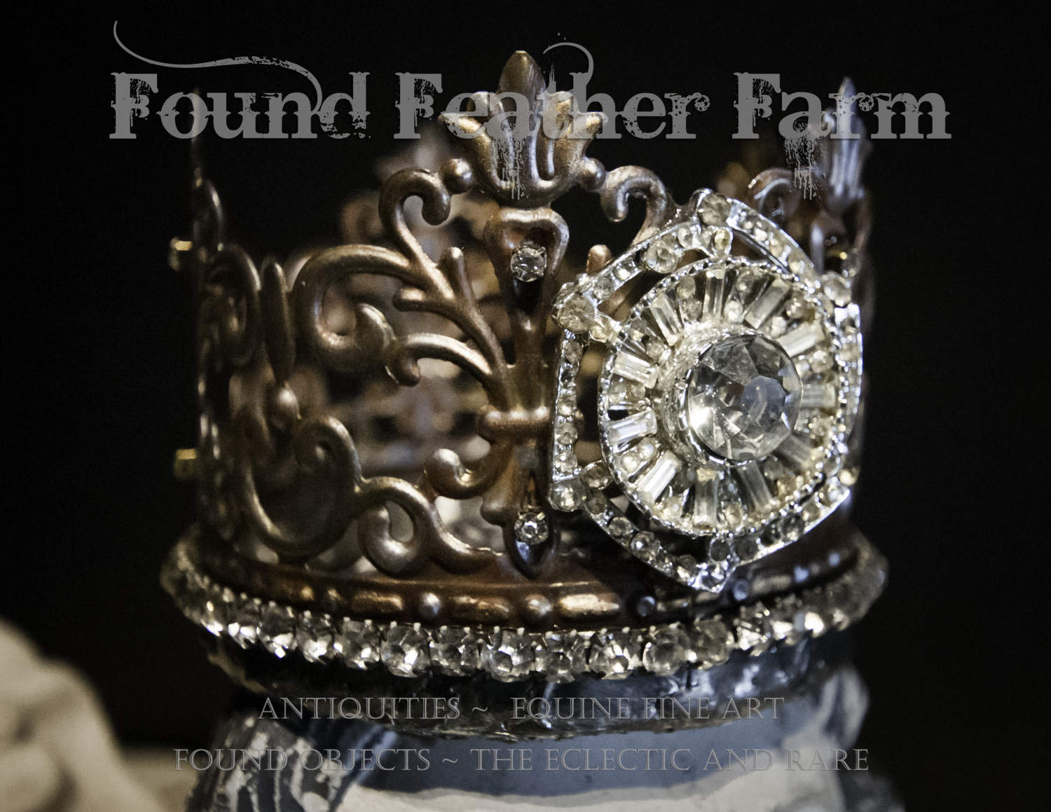 Fantastic Handmade Embellished Tin Crown with Sparkling Vintage Jewels