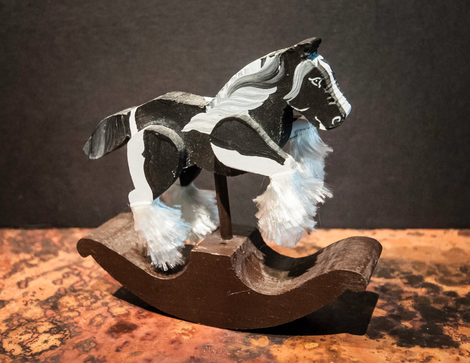 Handmade Wooden Gypsy Rocking Horse Brown Base