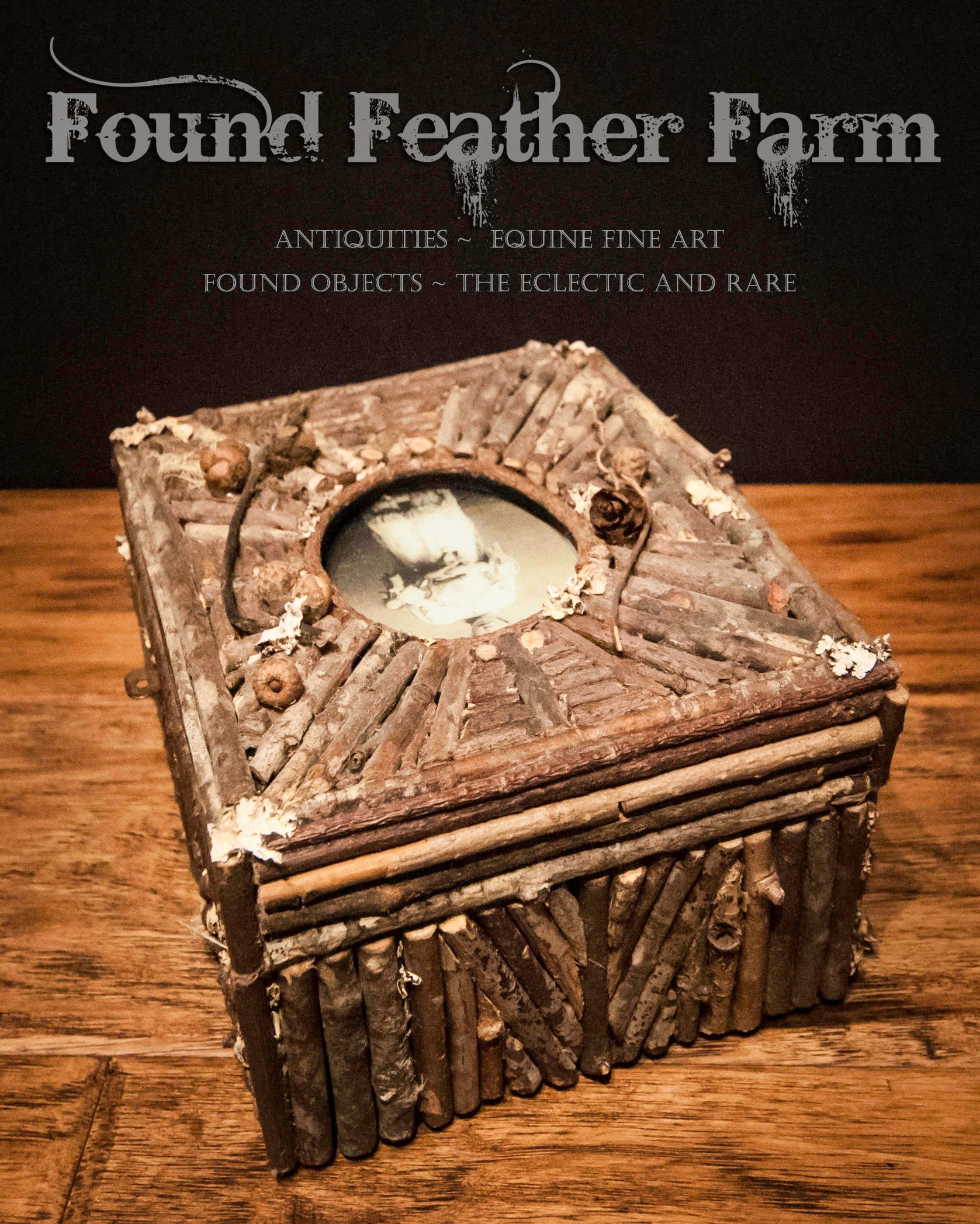 Handmade Twig Keepsake Box with Indian Girl