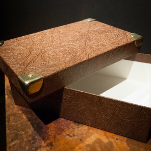 Embosed Faux Leather Box With Brass Corners - Etsy