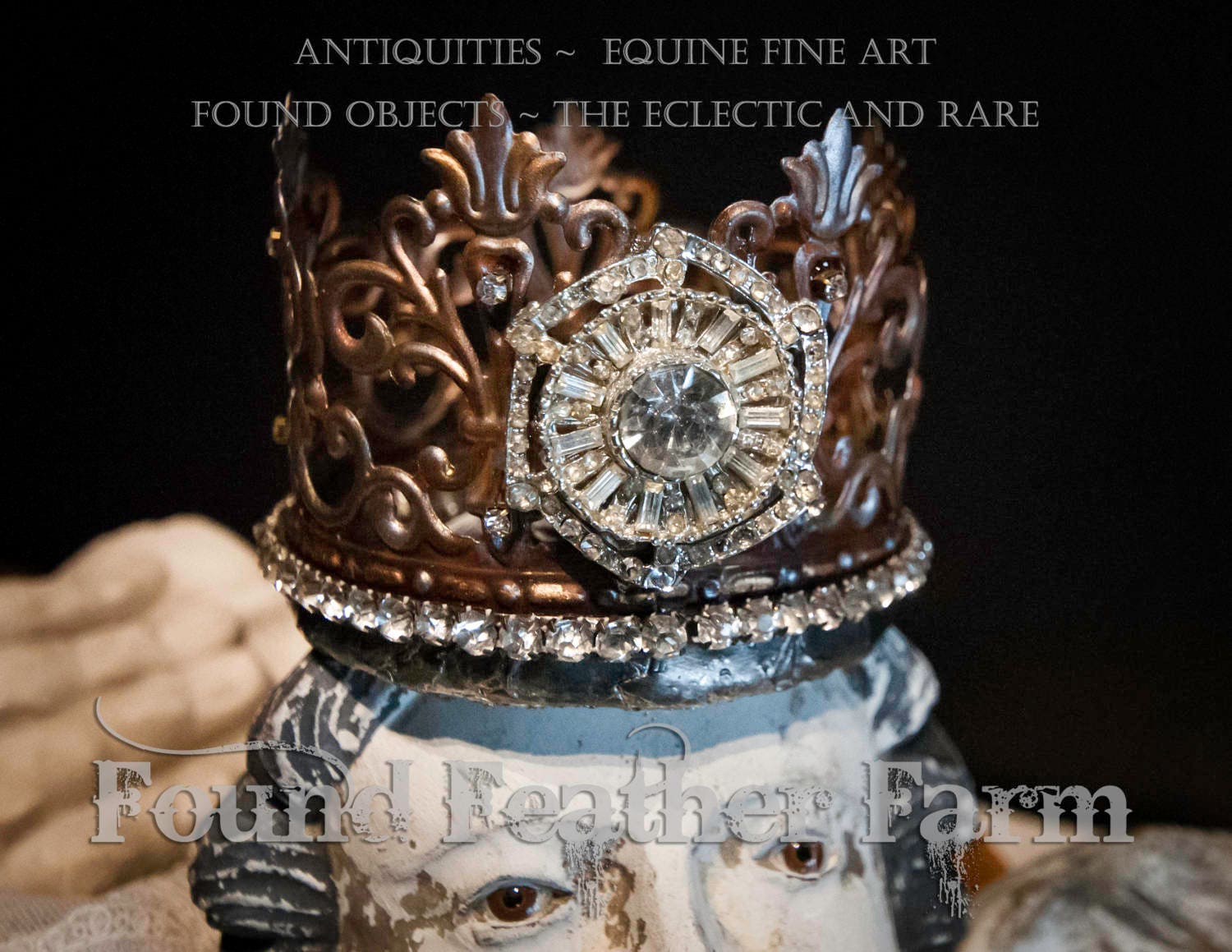 Fantastic Handmade Embellished Tin Crown with Sparkling Vintage Jewels