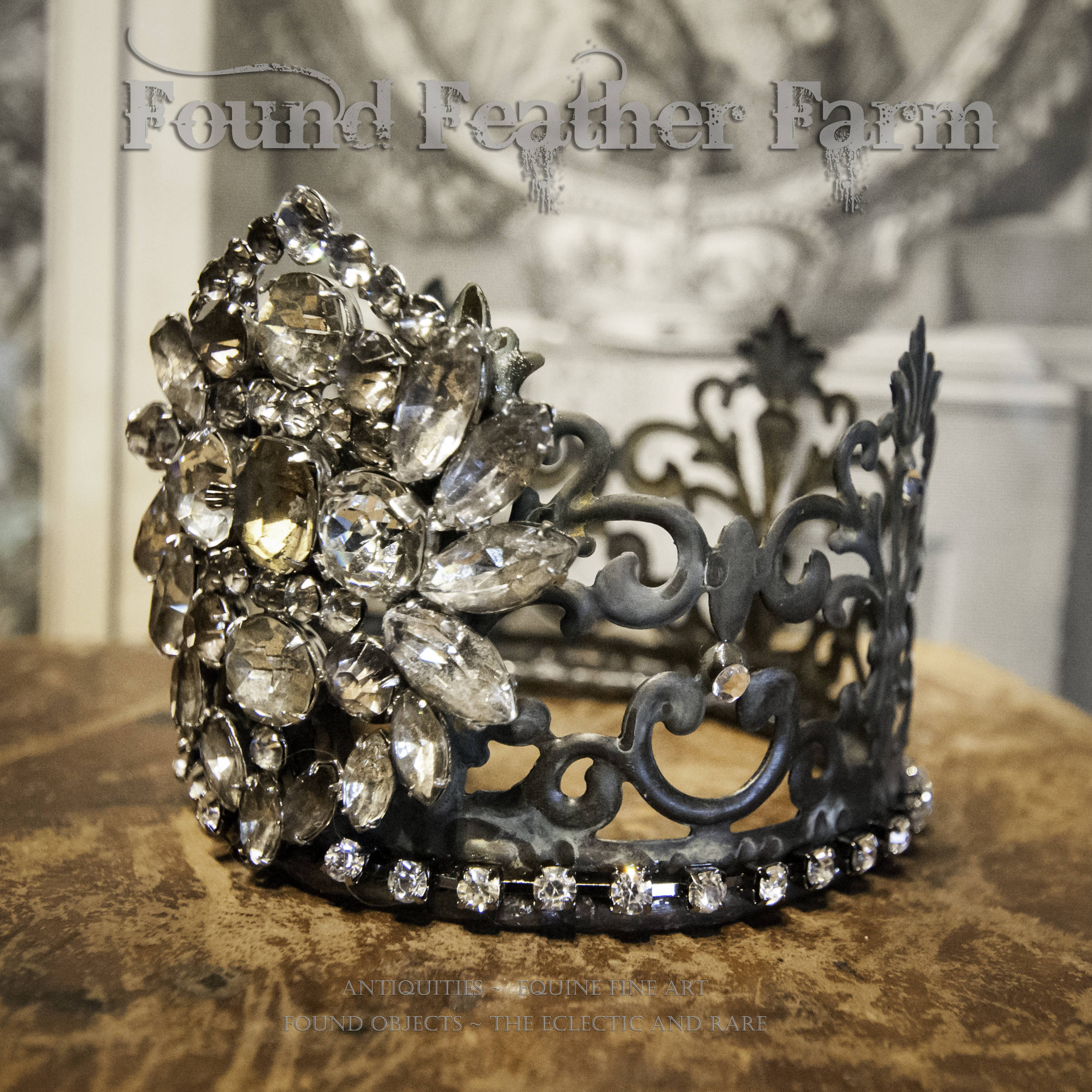 Stunning Medium Handmade Embellished Tin Crown with Vintage Rhinestone ...