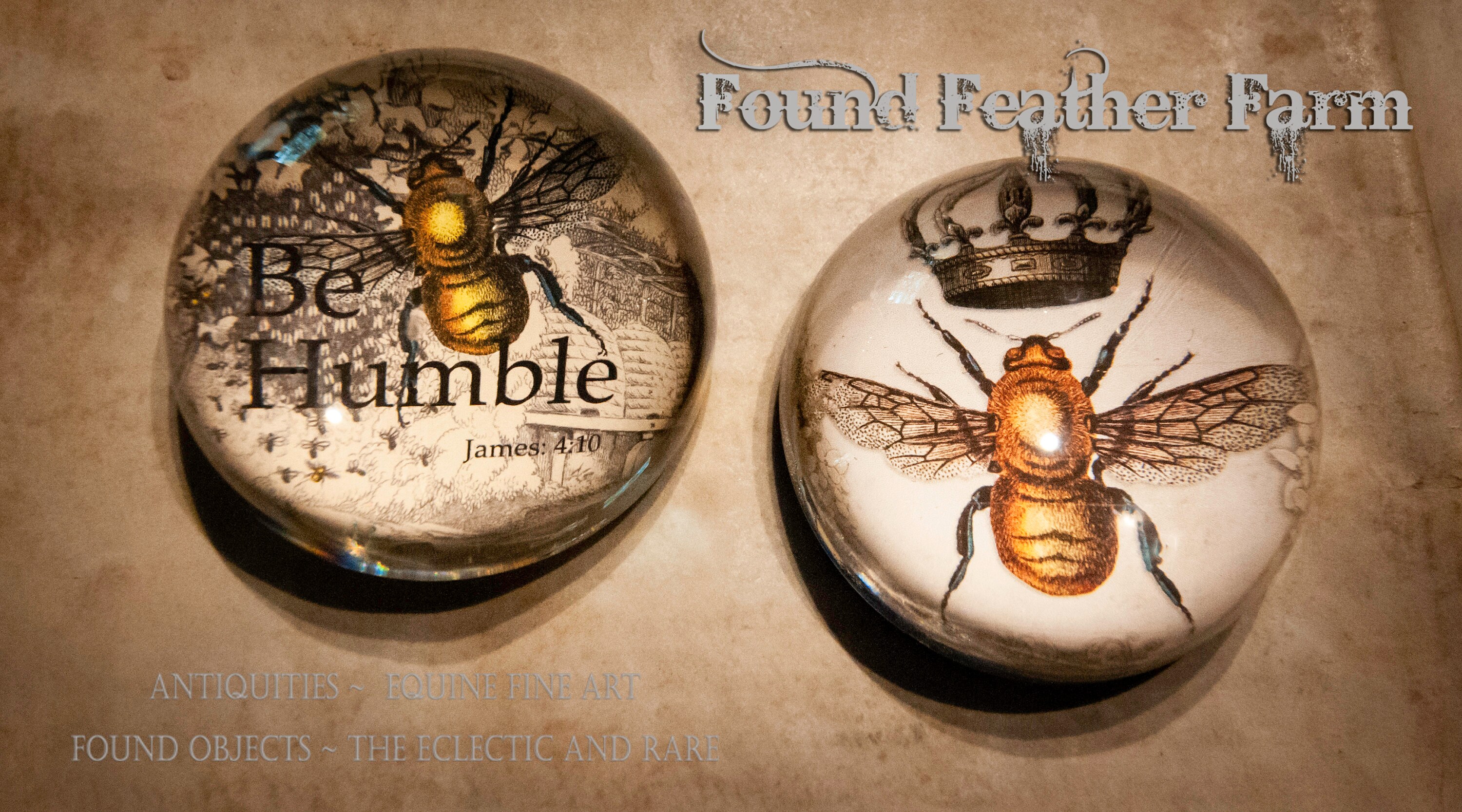 Vintage Medium Round Glass Dome Handmade Queen Bee Paperweight with ...