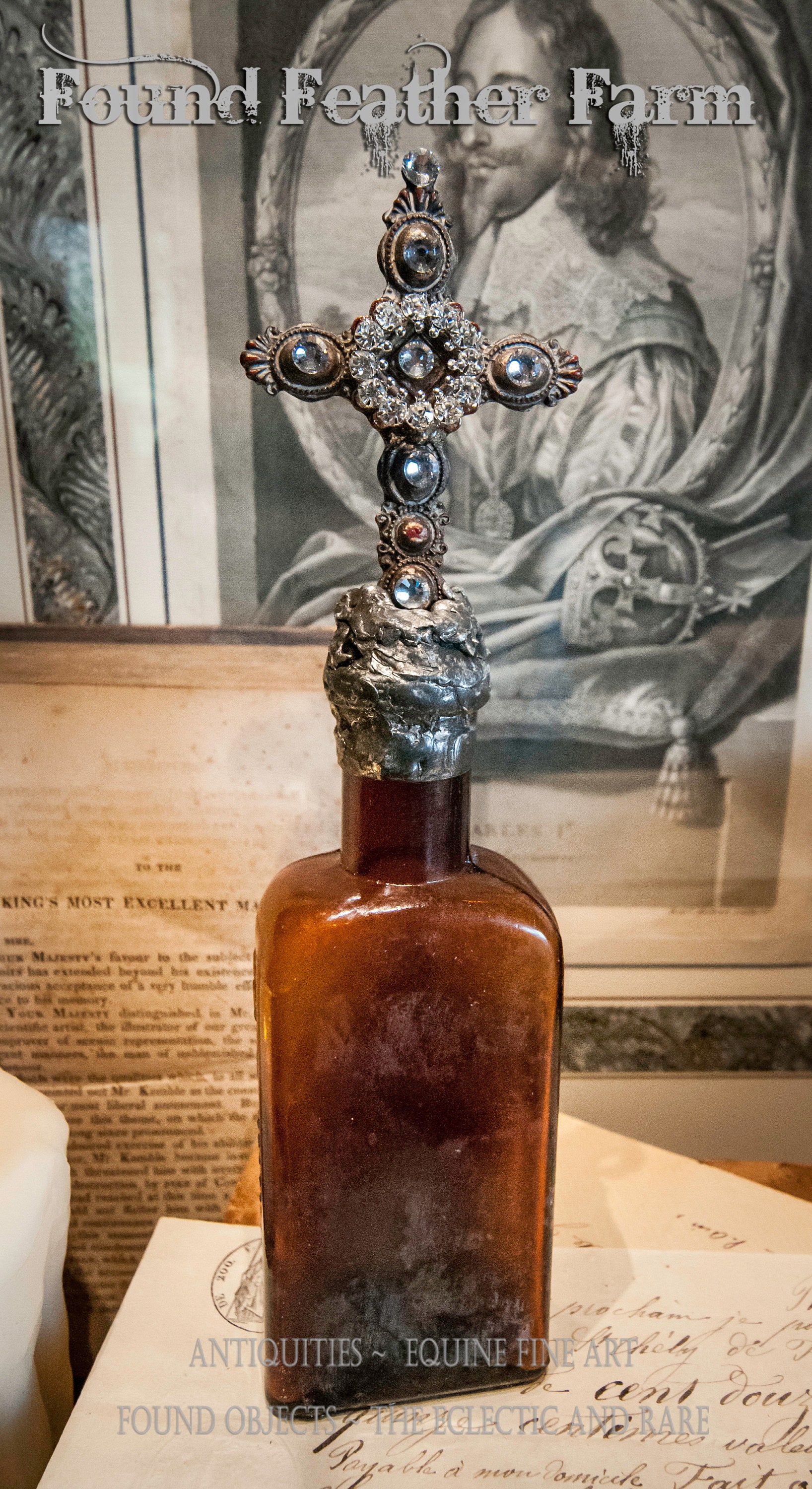 Handmade Antique Glass Cross Bottle ~ Unearthed Artifact Series