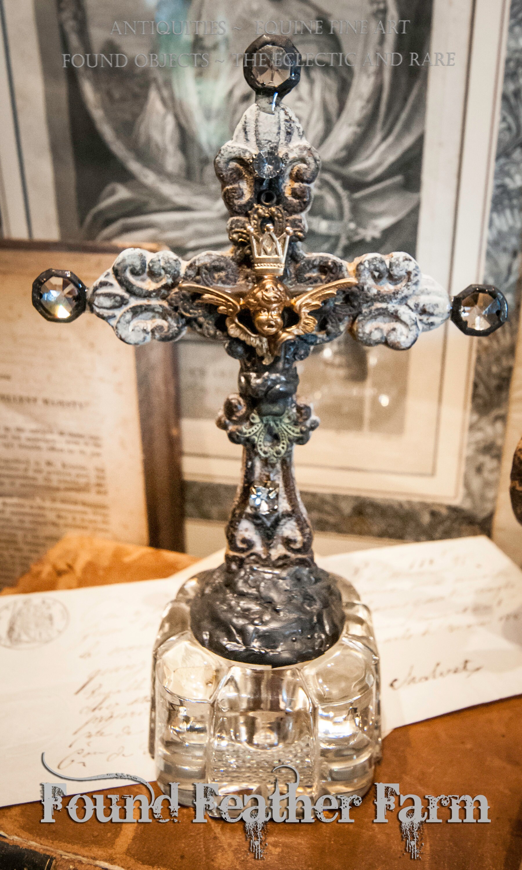 Handmade Antique Glass Cross Bottle ~ Unearthed Artifact Series