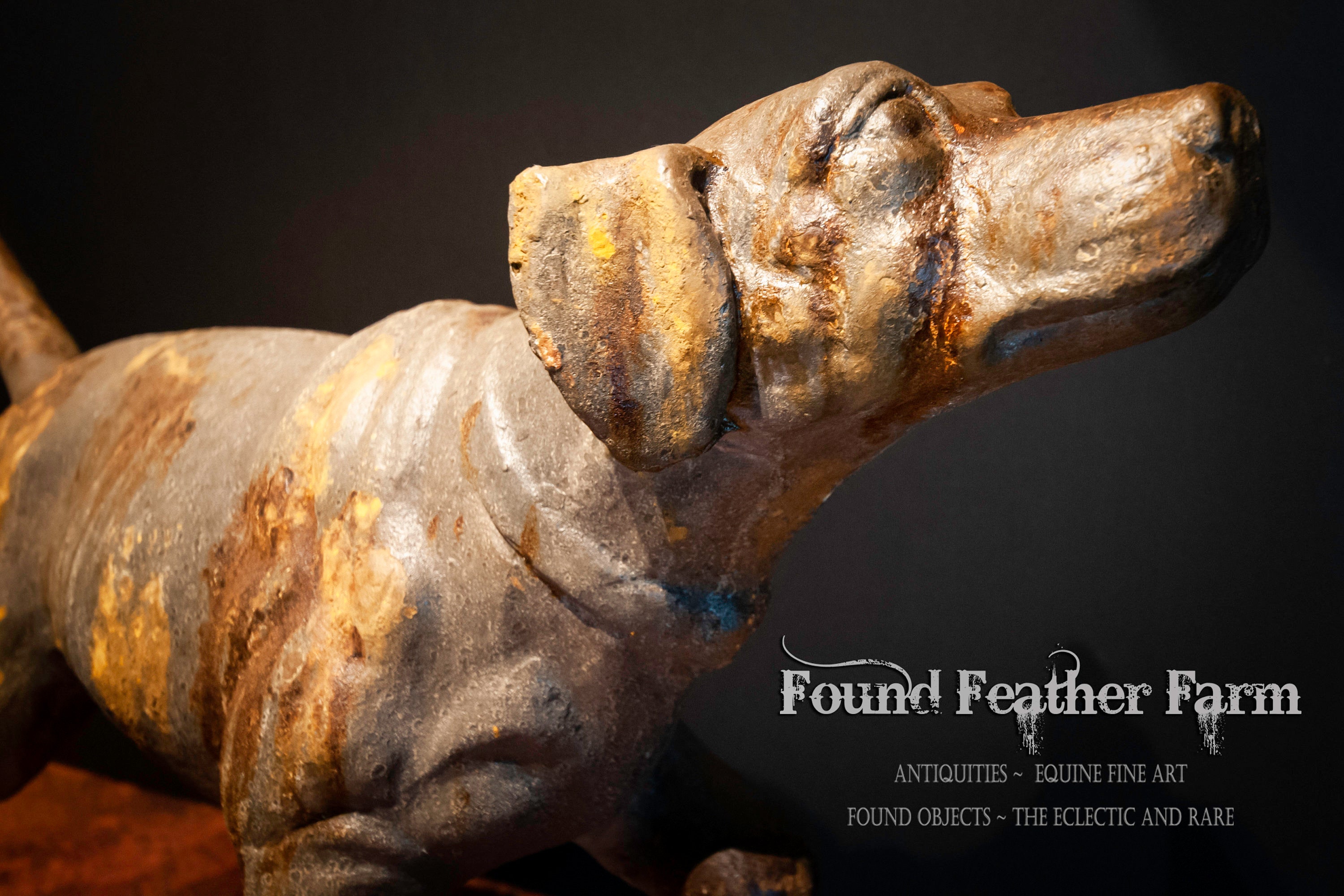 Rustic Stone and Resin Hunting Hound Statue with a Faux Finshed Rusted ...