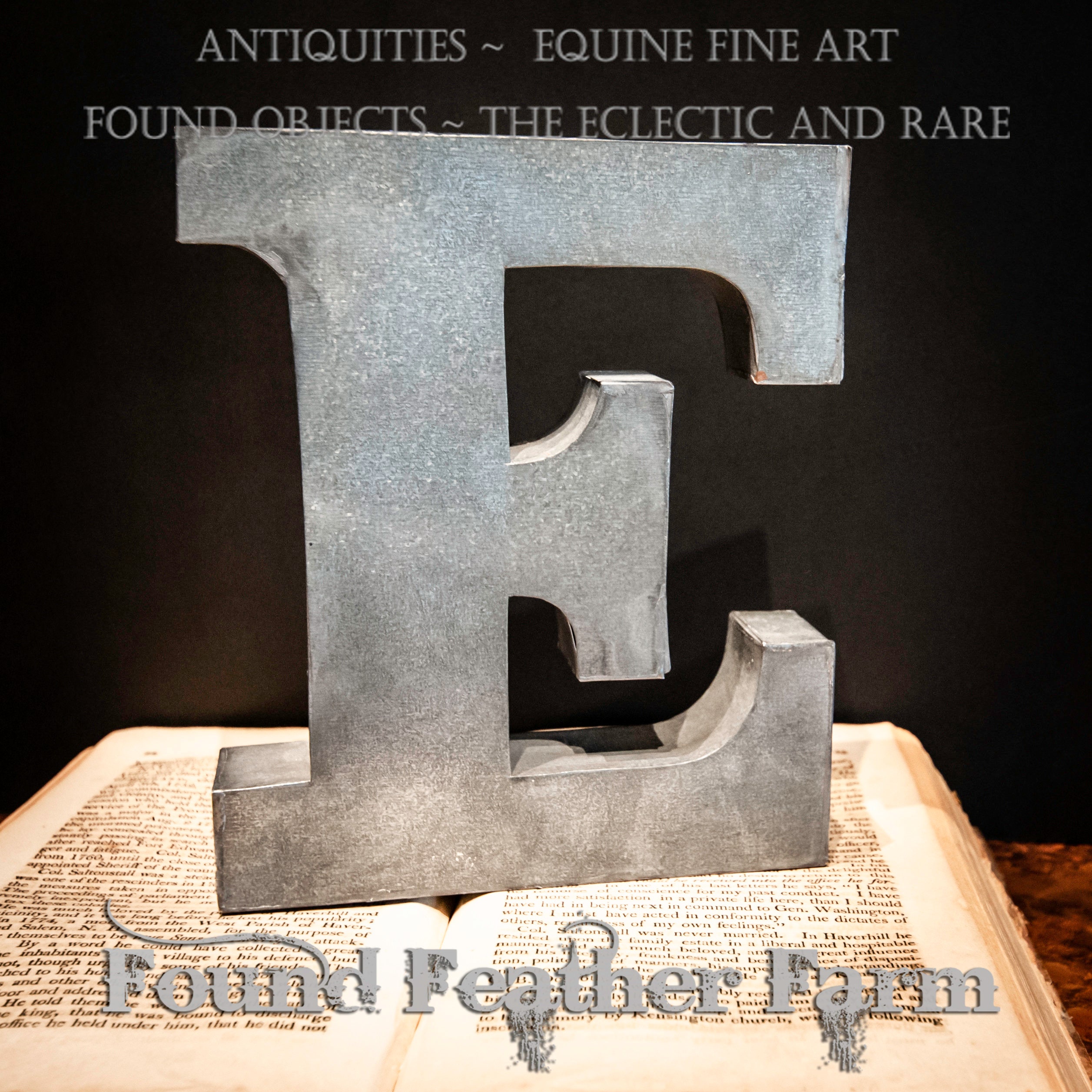 Galvanized Tin Letter E with Wall Mount Slot