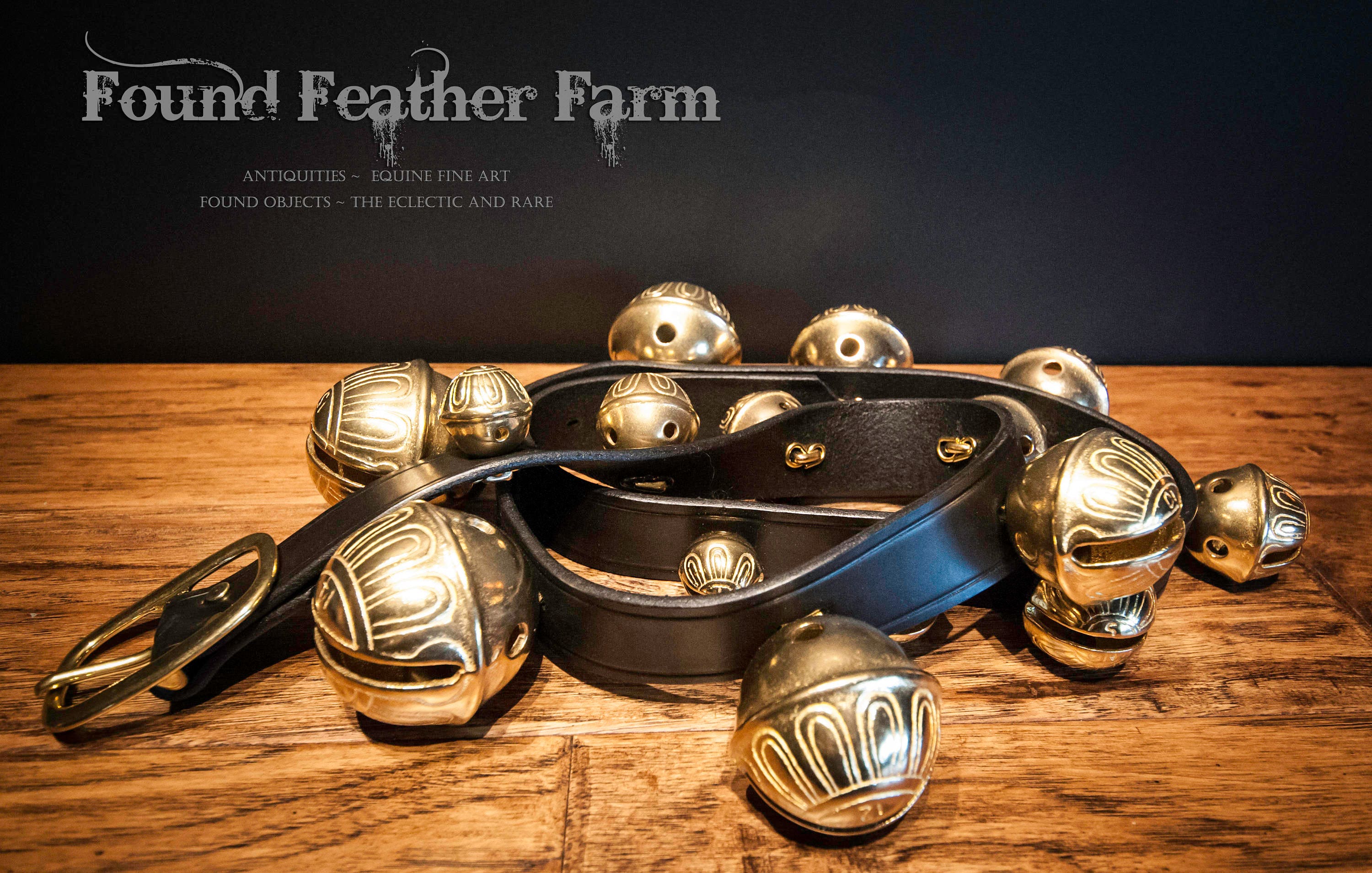 Vintage Solid Brass and Leather Sleigh Bells