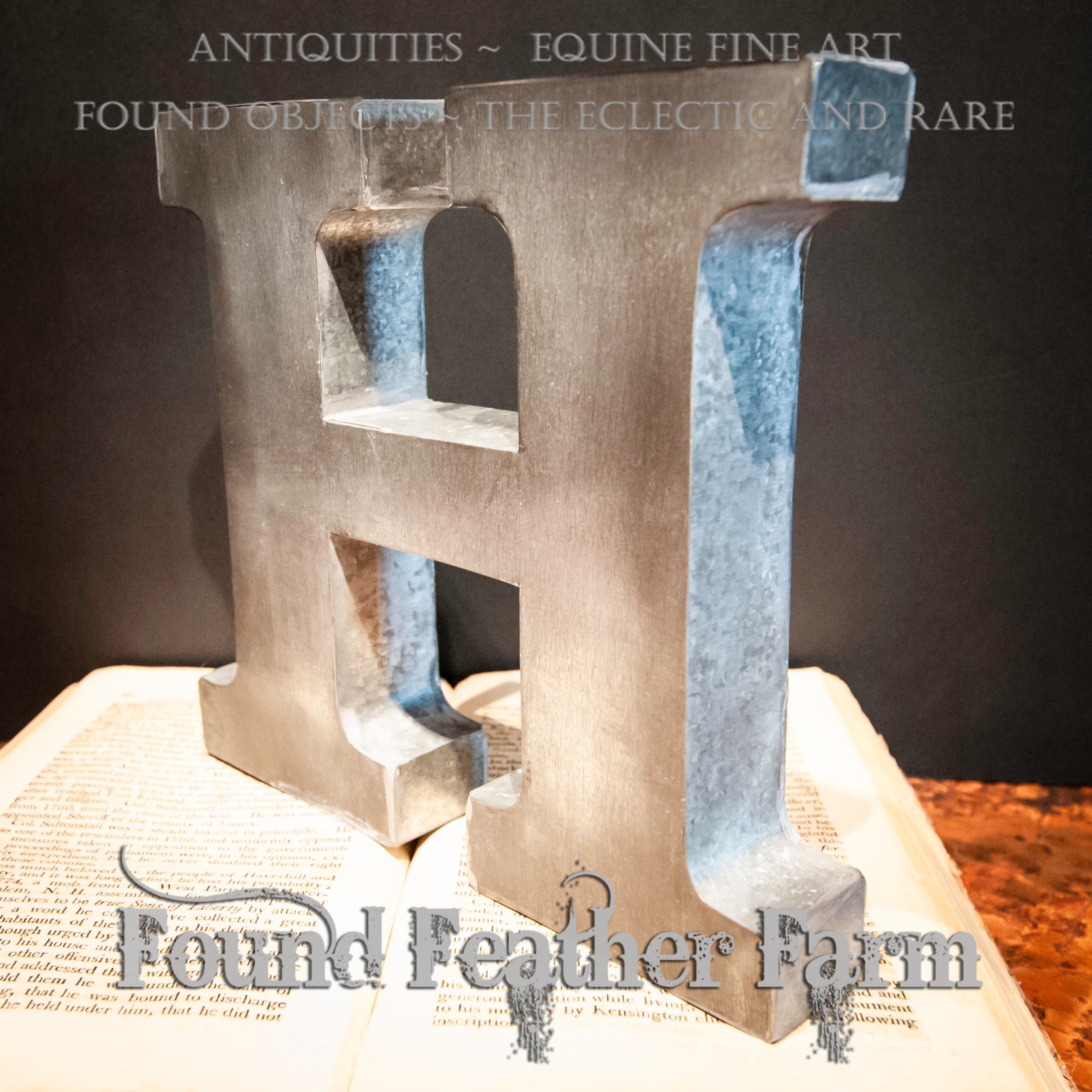 Galvanized Tin Letter H with Wall Mount Slot